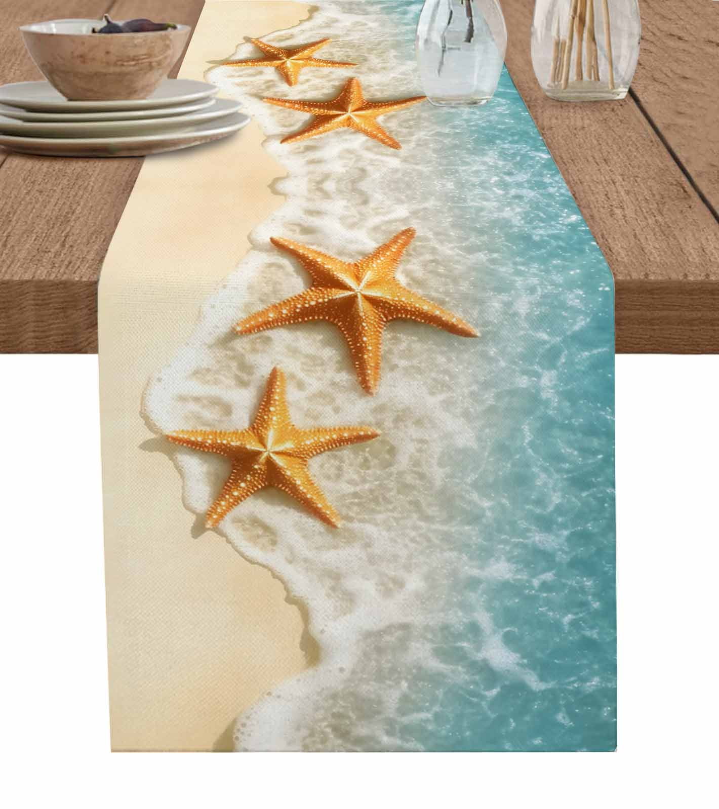 Boanket Coastal Summer Table Runner - 72 Inch Long, Kitchen Dining ...