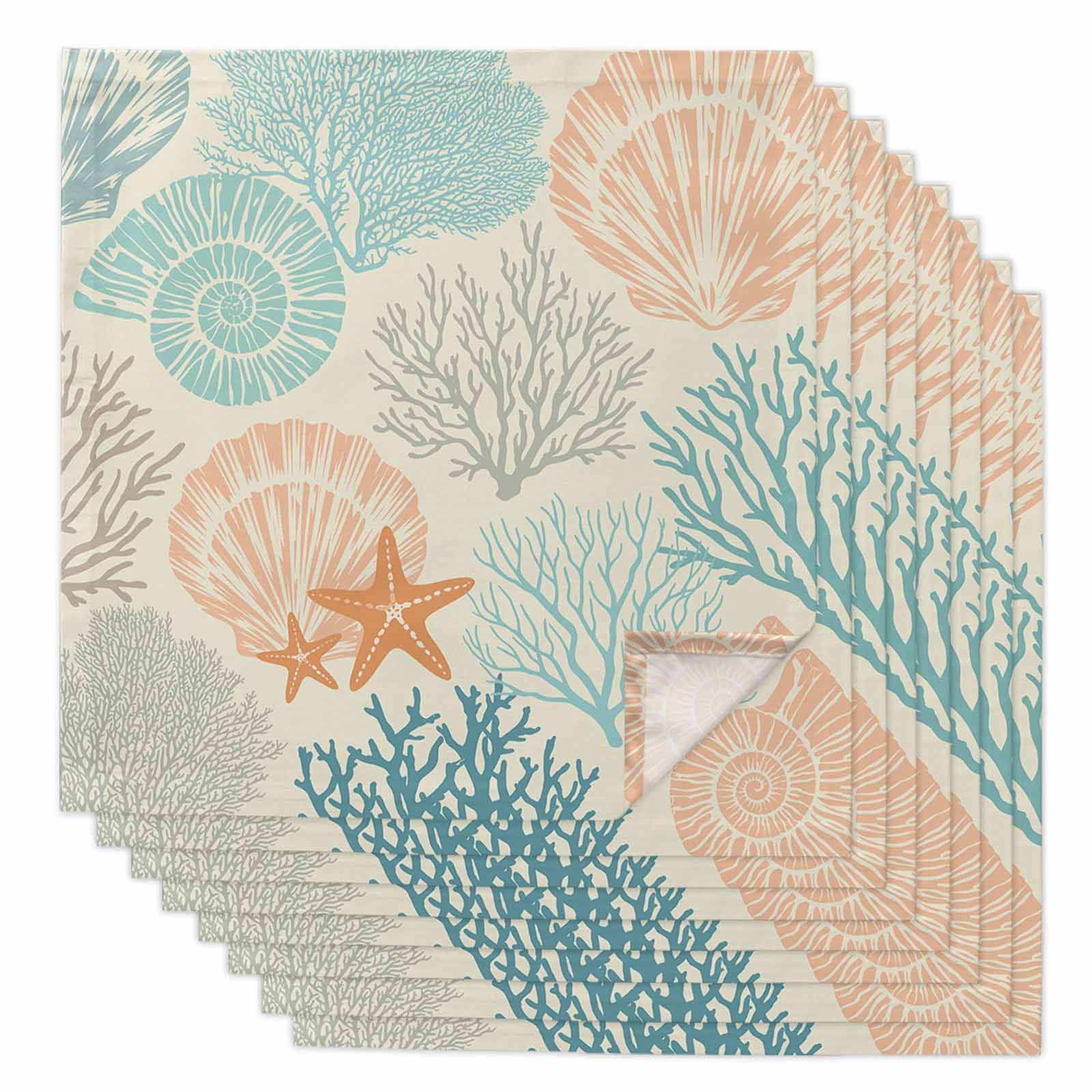 Boanket Coastal Turquoise Cloth Napkins Set of 8, Holiday Napkins for ...