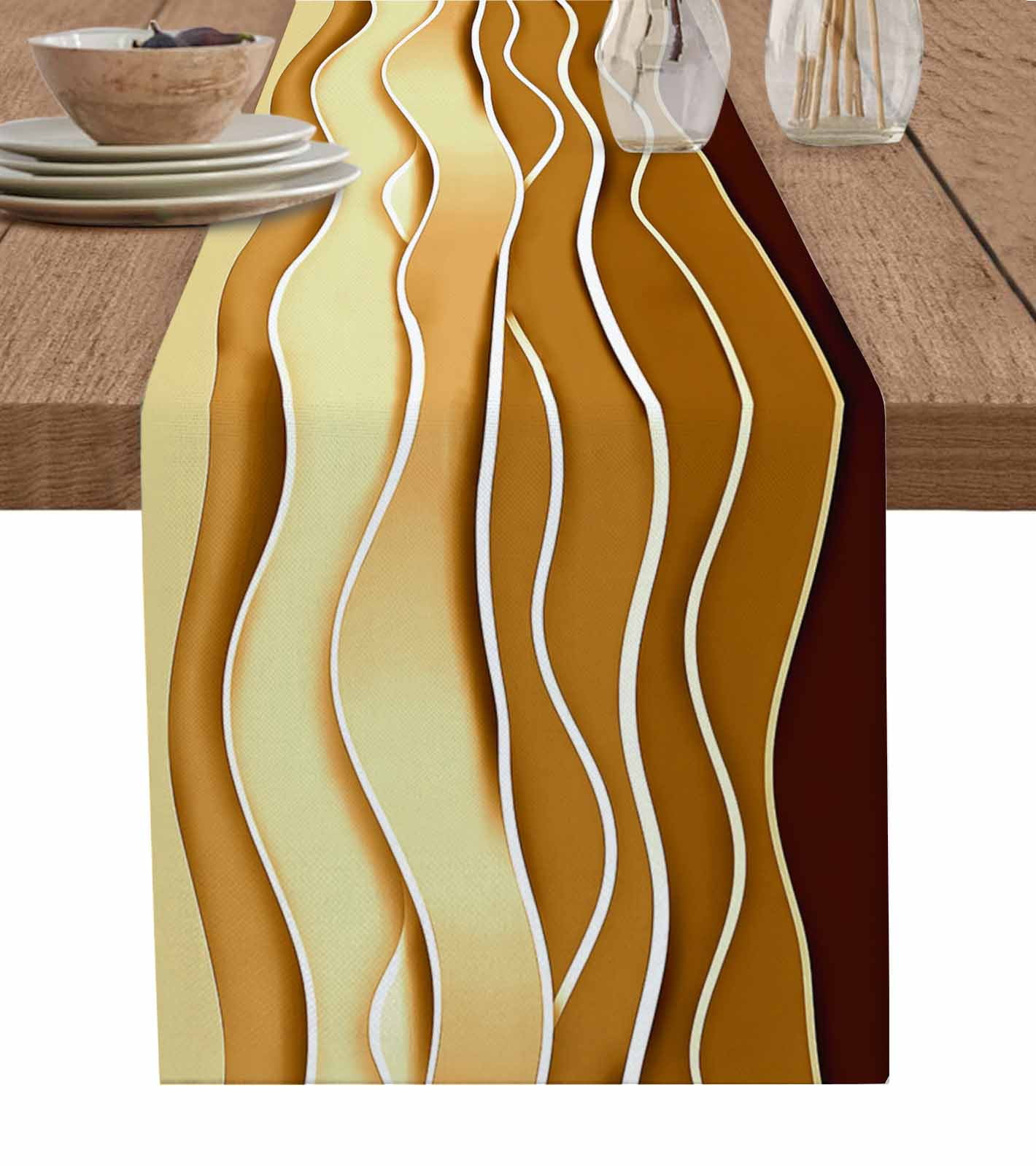 Boanket Coastal Yellow Table Runner - 120 Inch Long, Kitchen Dining ...