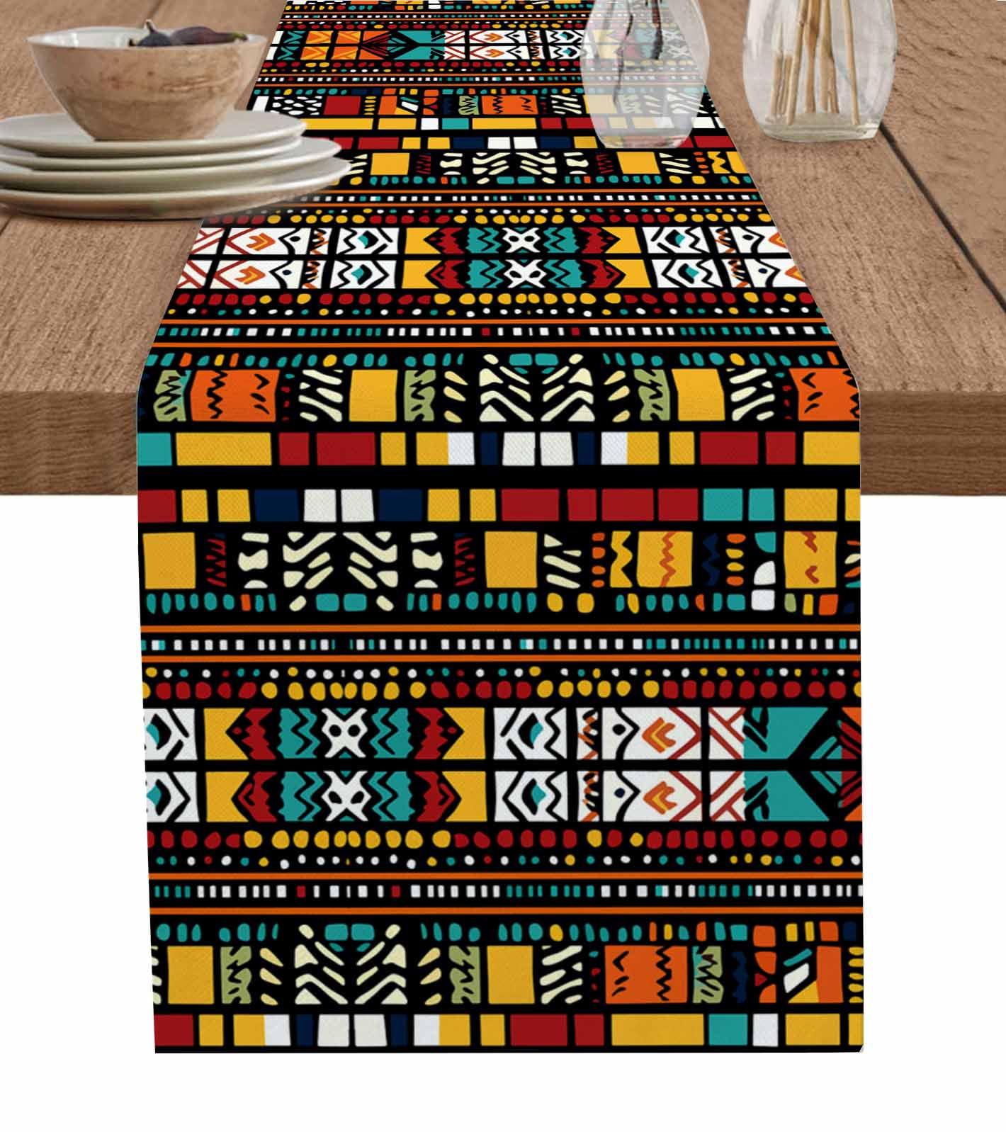 Boanket Colorful Boho Table Runner - 48 Inch Long, Kitchen Dining Table ...