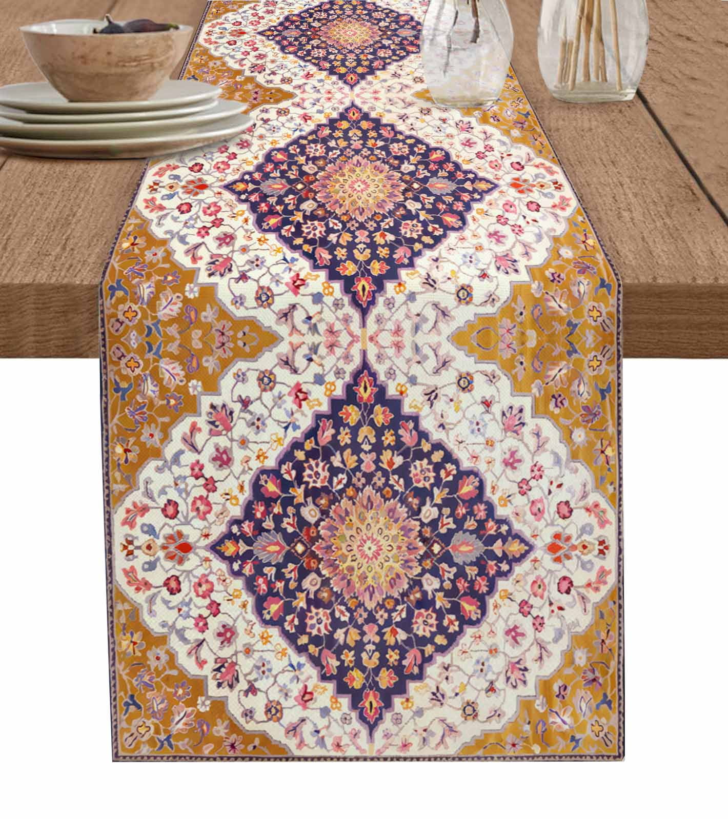 Boanket Colorful Boho Table Runner - 72 Inch Long, Kitchen Dining Table ...