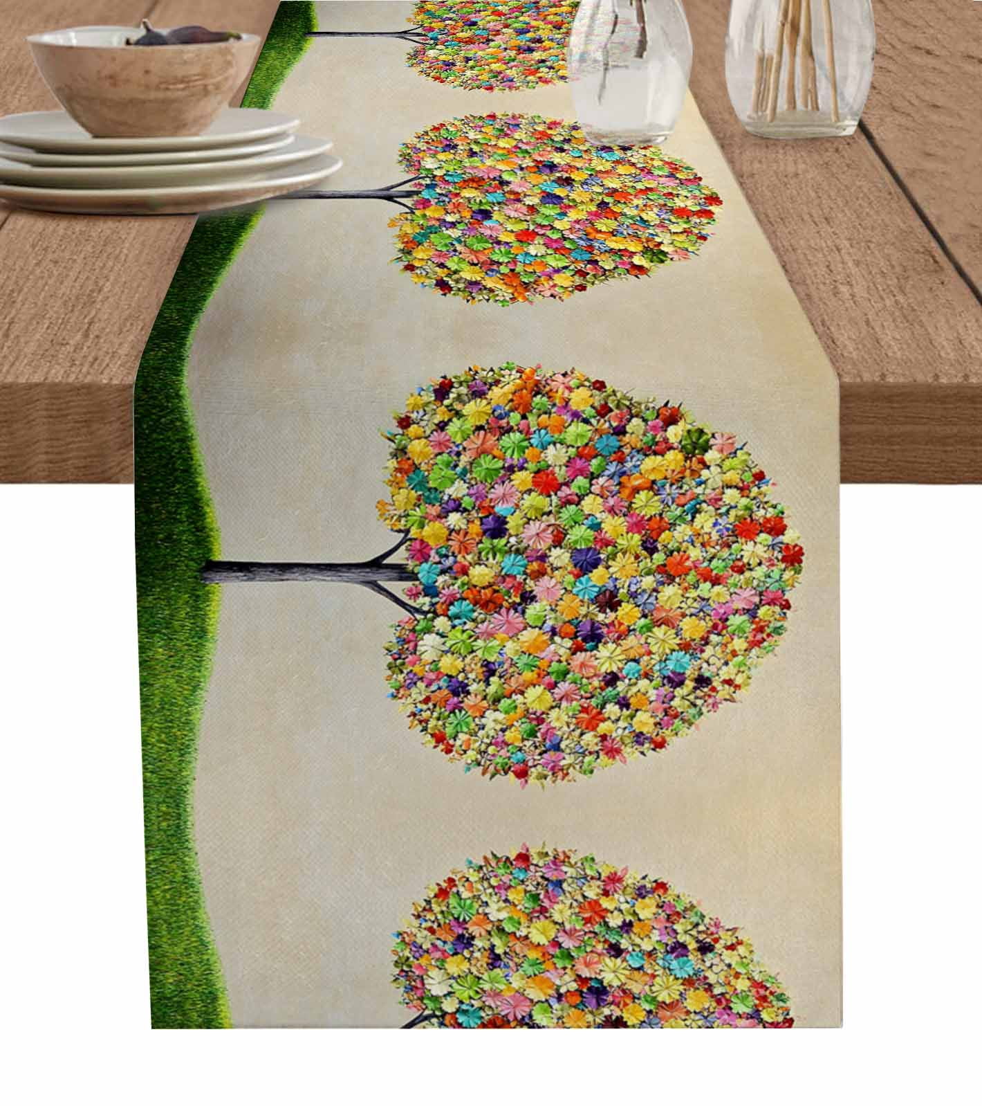 Boanket Colorful Leaves Table Runner - 72 Inch Long, Kitchen Dining ...