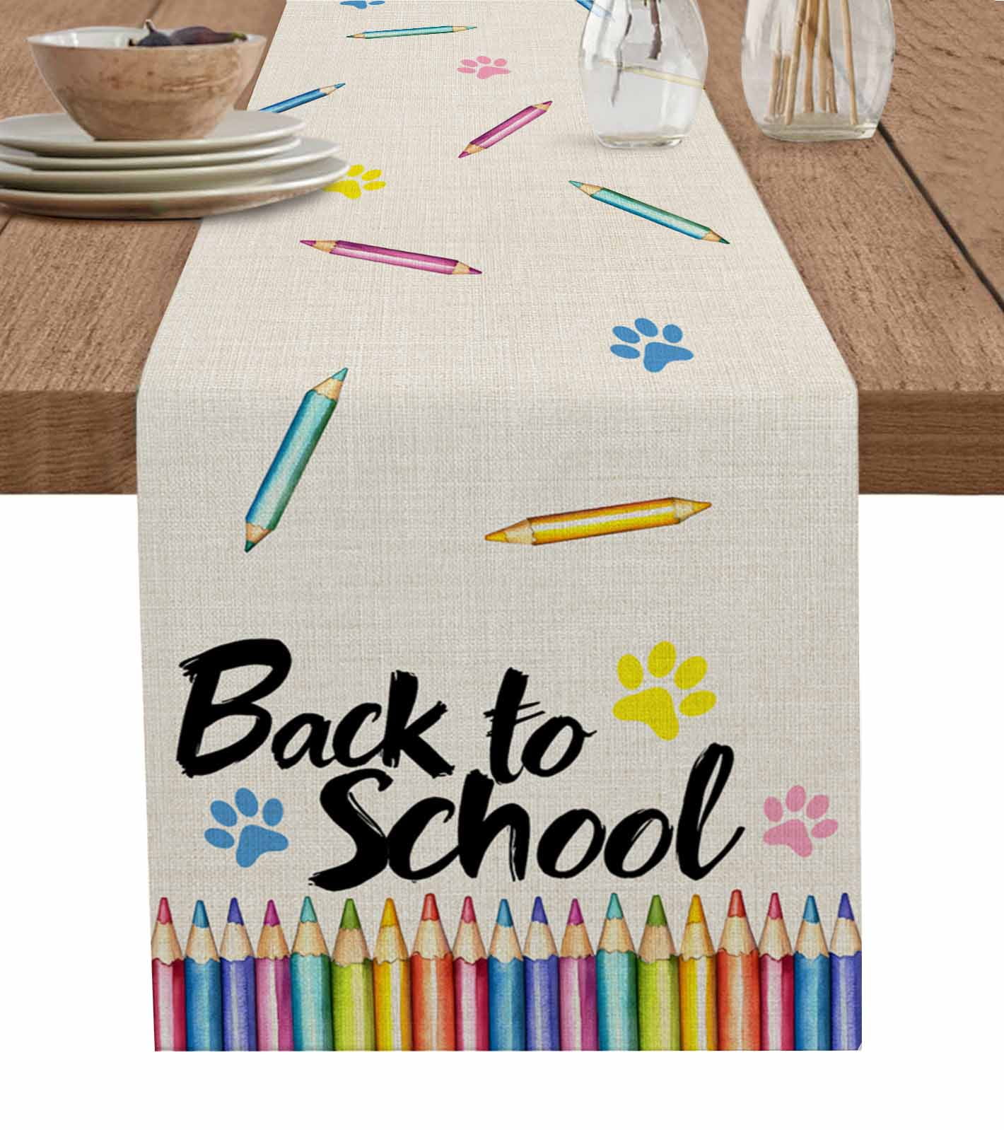 Boanket Colorful Pencils Table Runner - 36 Inch Long, Kitchen Dining ...