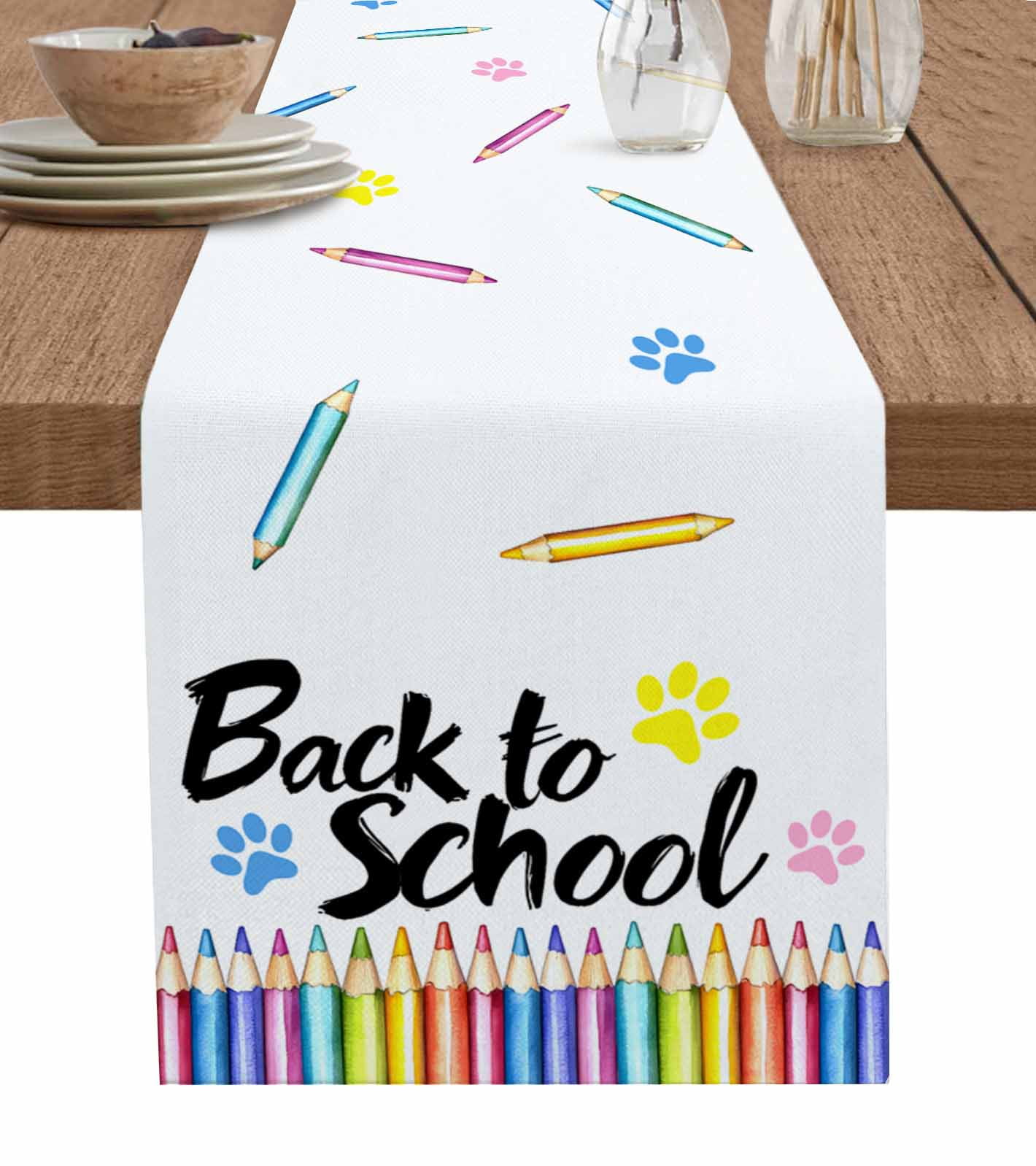 Boanket Colorful Pencils Table Runner - 90 Inch Long, Kitchen Dining ...