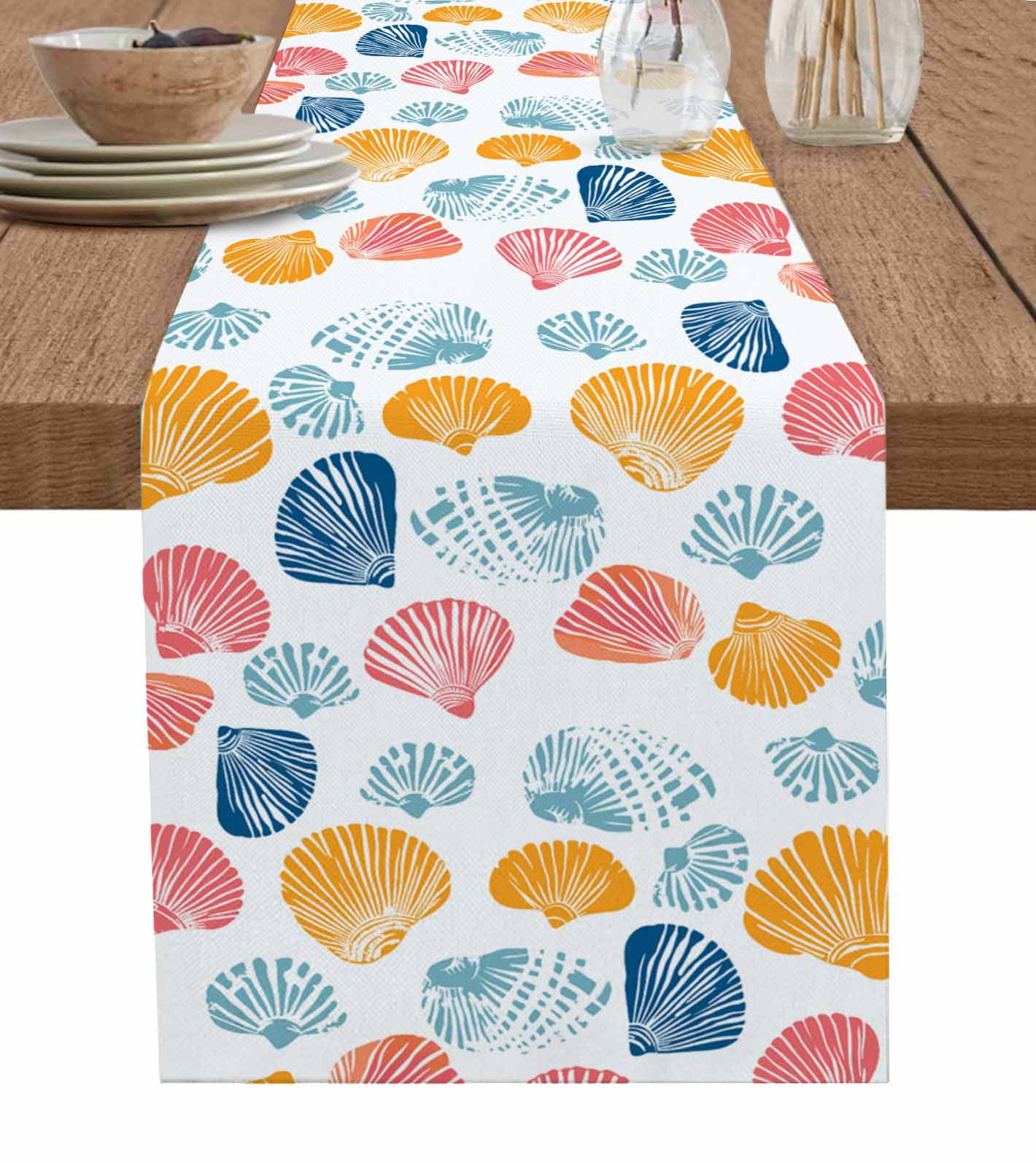 Boanket Colorful Shell Table Runner - 90 Inch Long, Kitchen Dining ...
