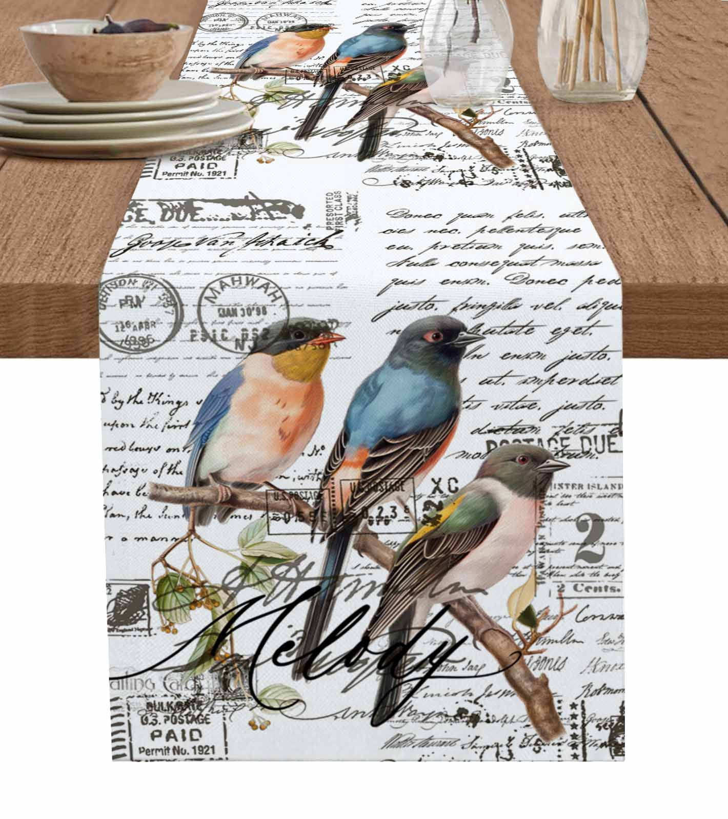 Boanket Country Birds Table Runner - 108 Inch Long, Kitchen Dining ...