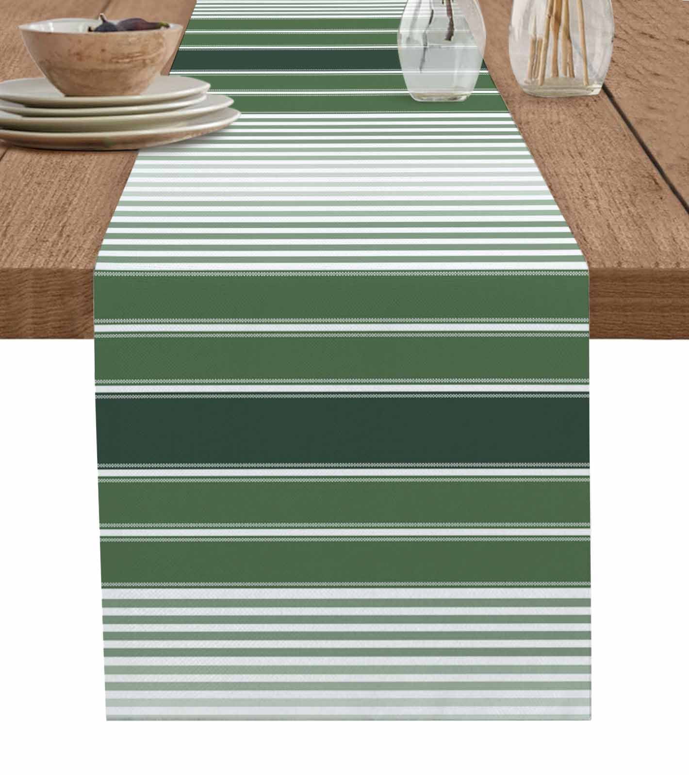 Boanket Dark Green Ombre Stripe Table Runner - 120 Inch Long, Kitchen ...