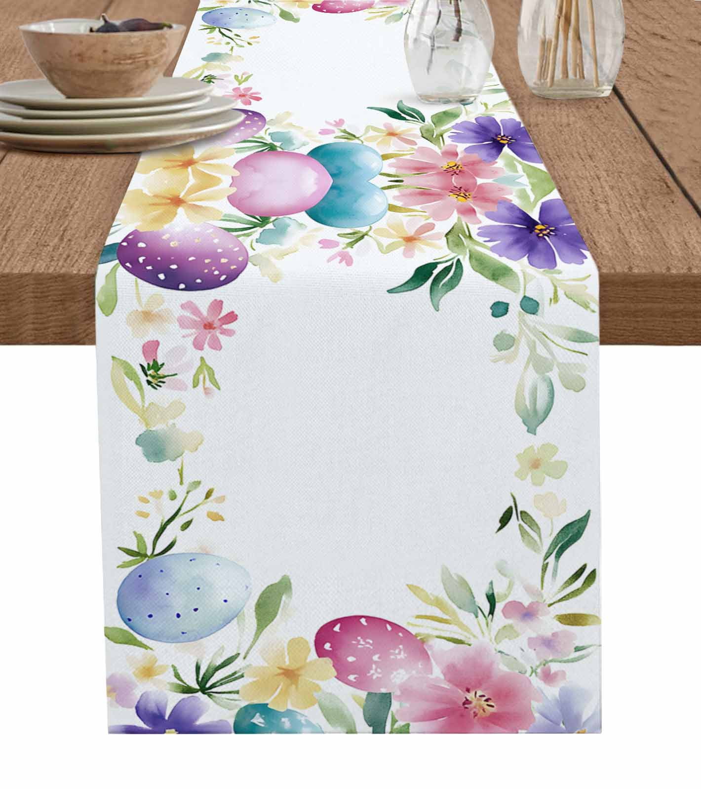 Boanket Easter Spring Table Runner - 90 Inch Long, Kitchen Dining Table ...