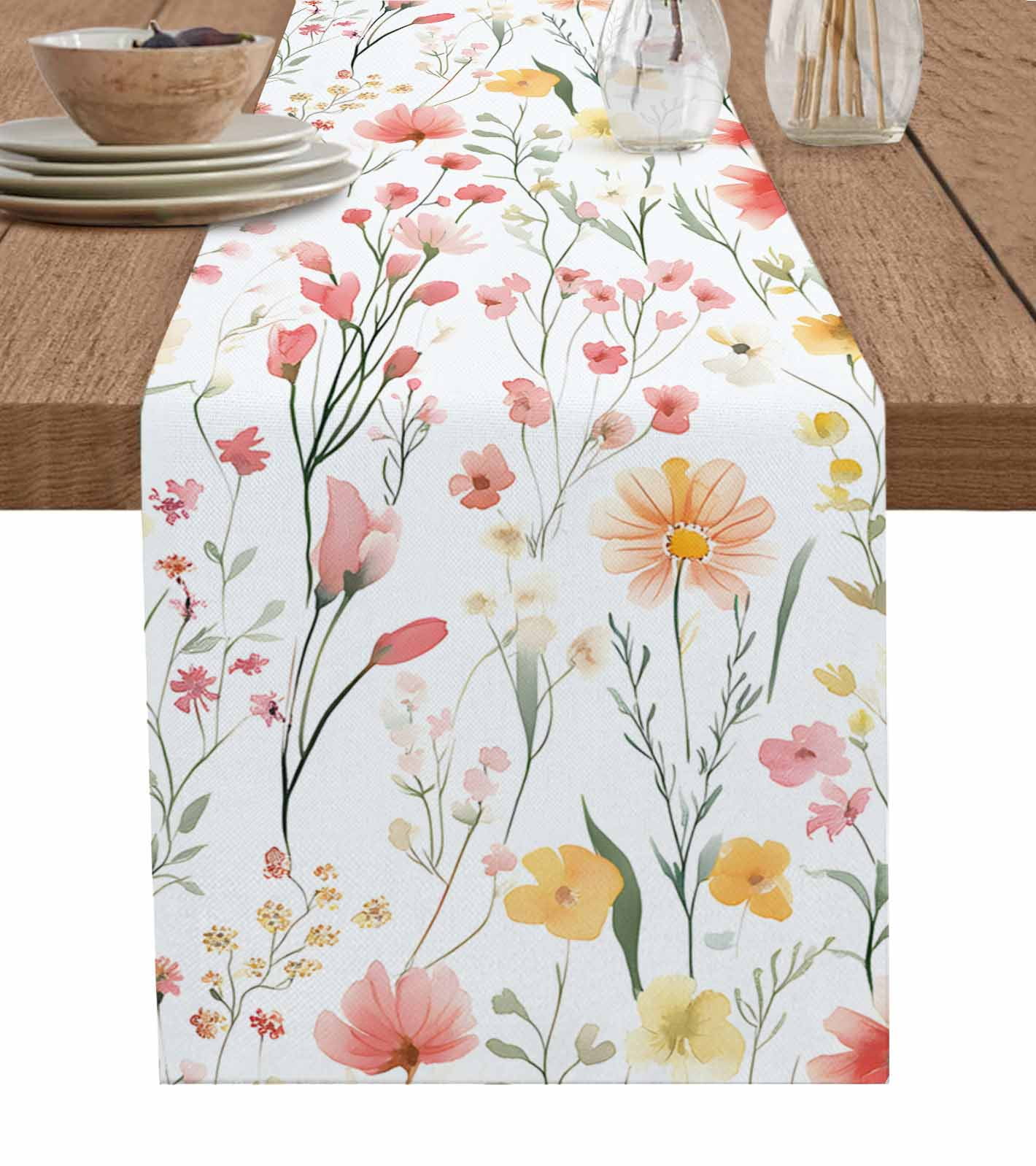 Boanket Elegant Spring Floral Table Runner - 90 Inch Long, Kitchen ...