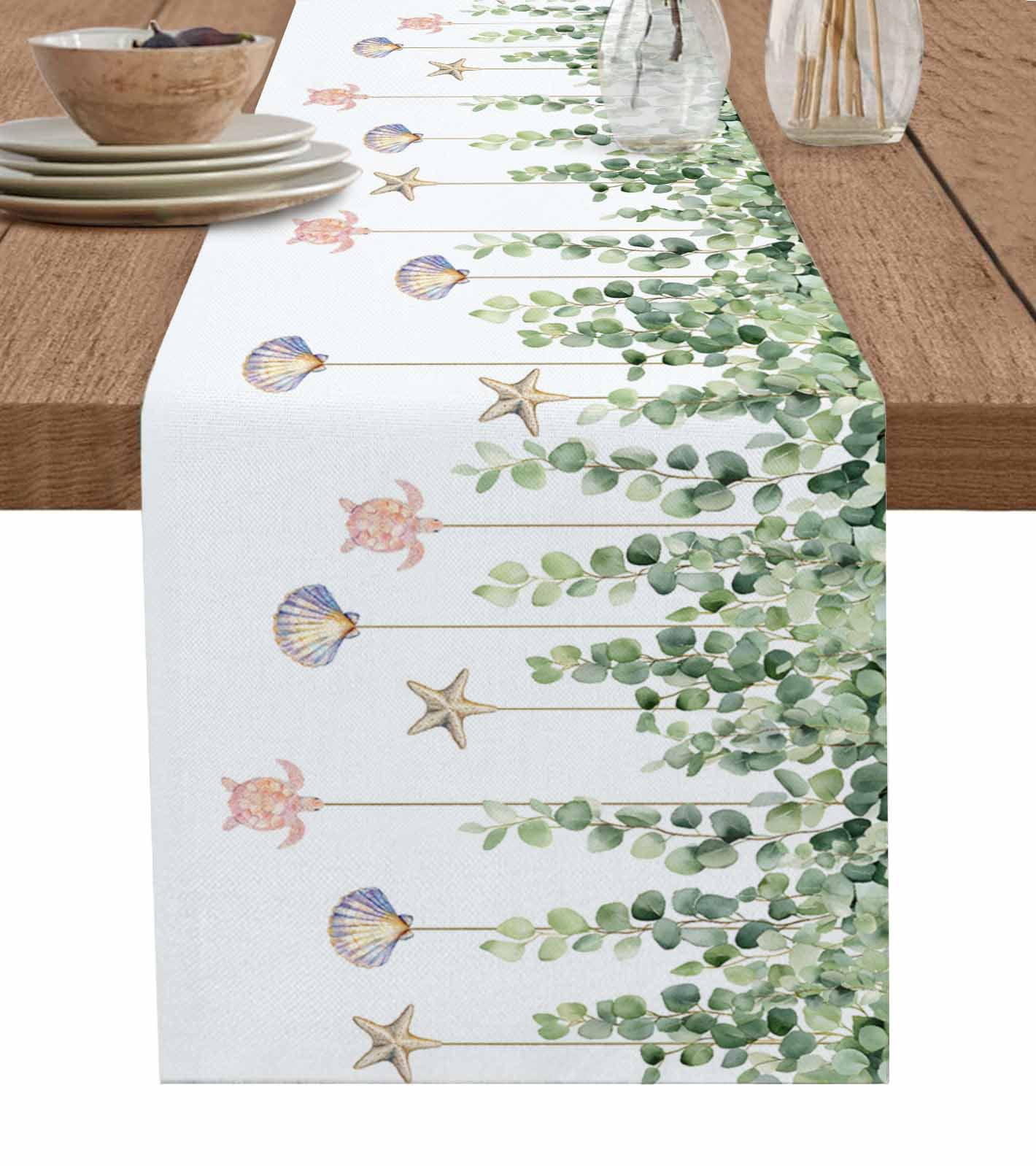 Boanket Eucalyptus Leaf Table Runner - 60 Inch Long, Kitchen Dining ...