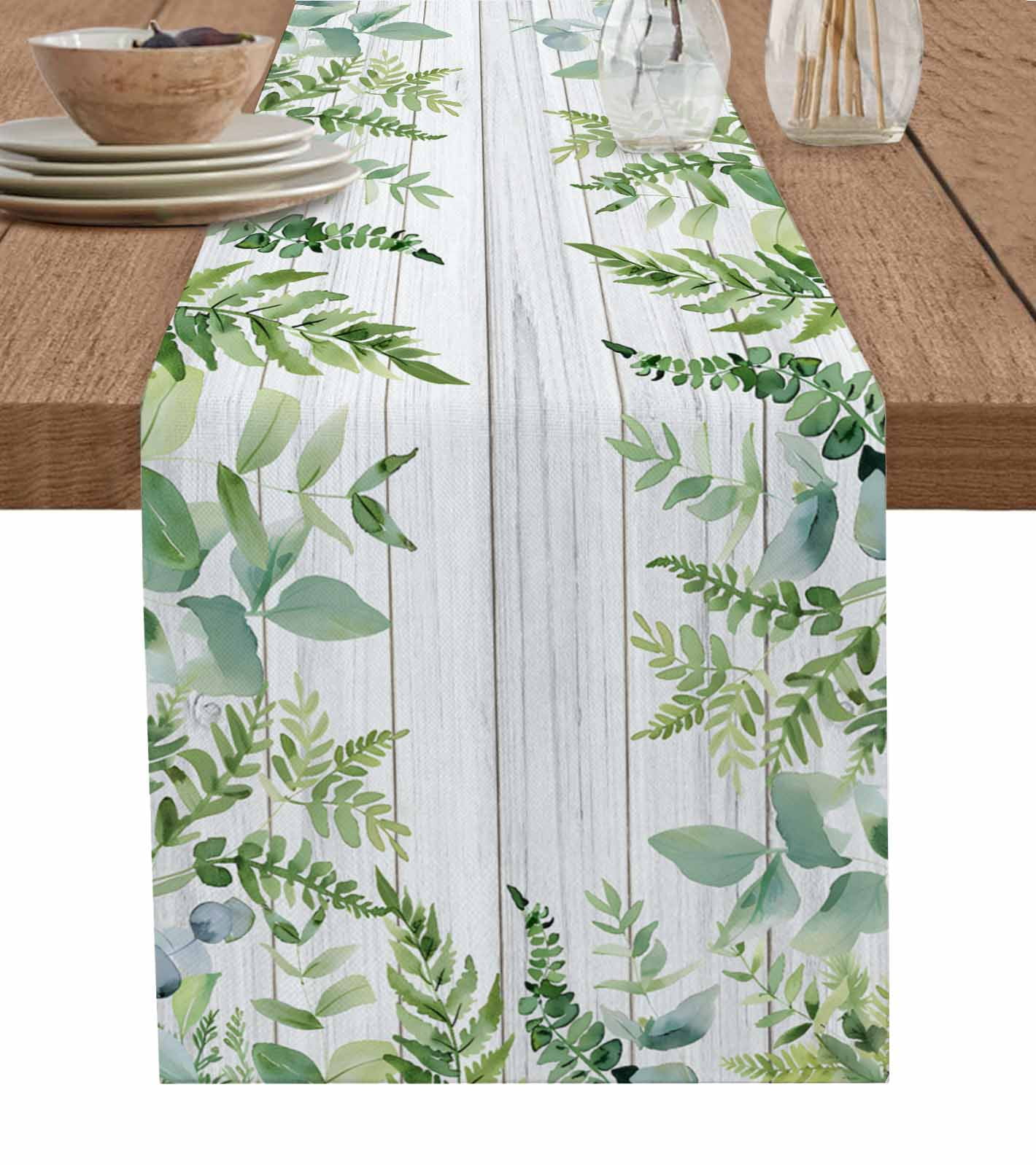Boanket Eucalyptus Leaves Table Runner - 48 Inch Long, Kitchen Dining Table Runner Dresser ...