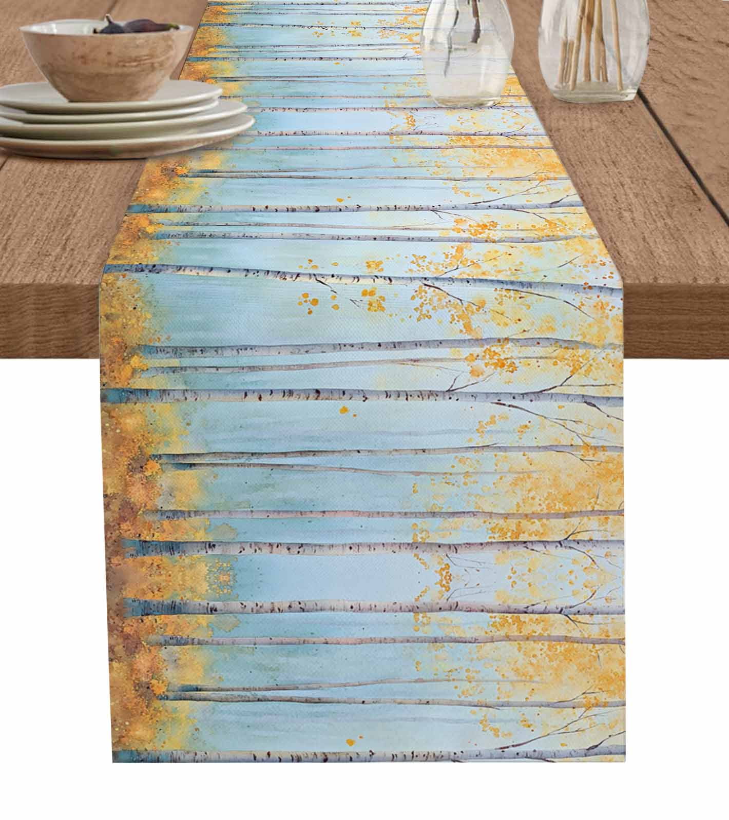 Boanket Fall Forest Table Runner - 108 Inch Long, Kitchen Dining Table ...