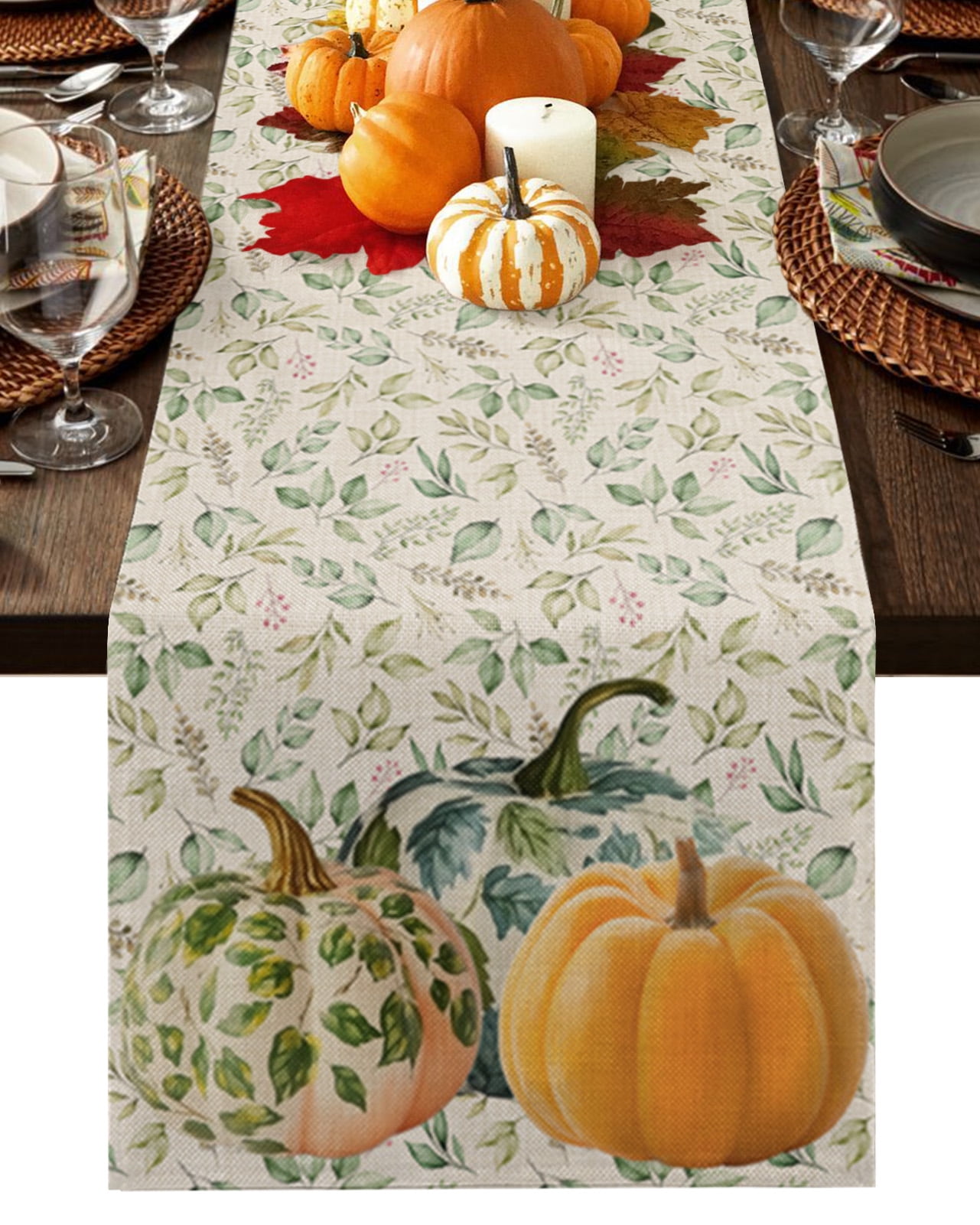 Boanket Fall Thanksgiving Table Runner - 48 Inch Long, Kitchen Dining ...