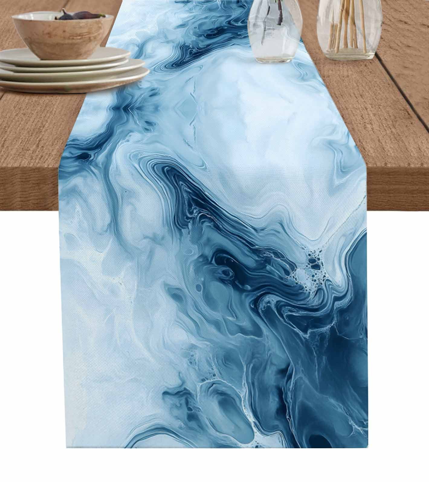 Boanket Farm Marble Table Runner - 48 Inch Long, Kitchen Dining Table ...