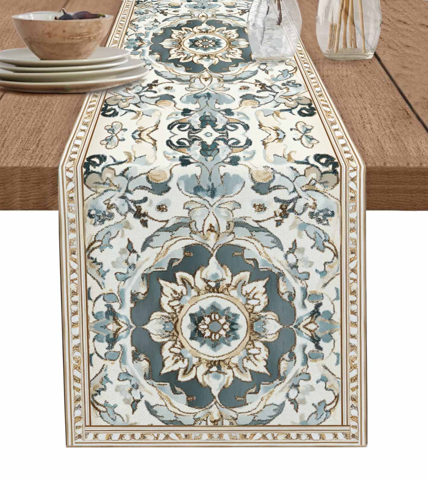 Boanket Farmhouse Boho Table Runner - 60 Inch Long, Kitchen Dining ...