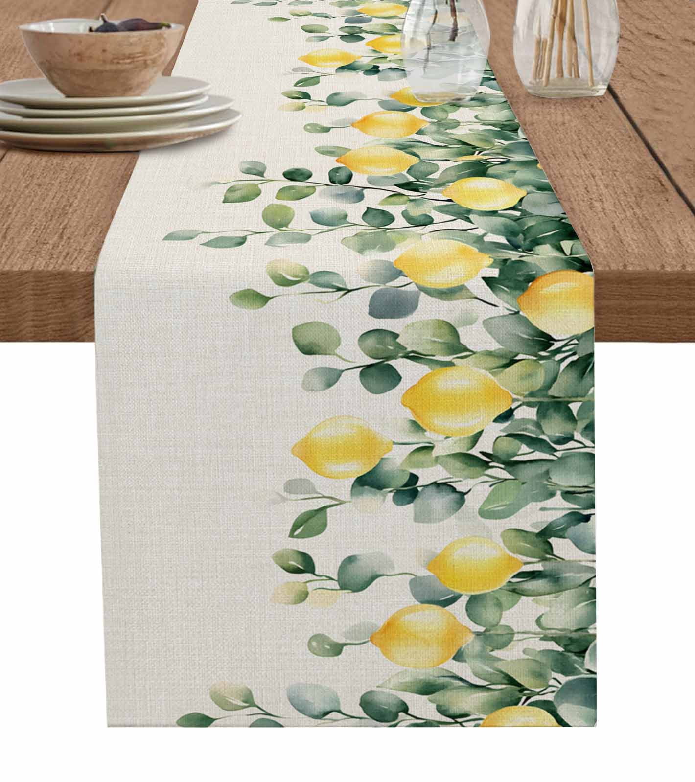 Boanket Farmhouse Lemon Table Runner - 120 Inch Long, Kitchen Dining ...