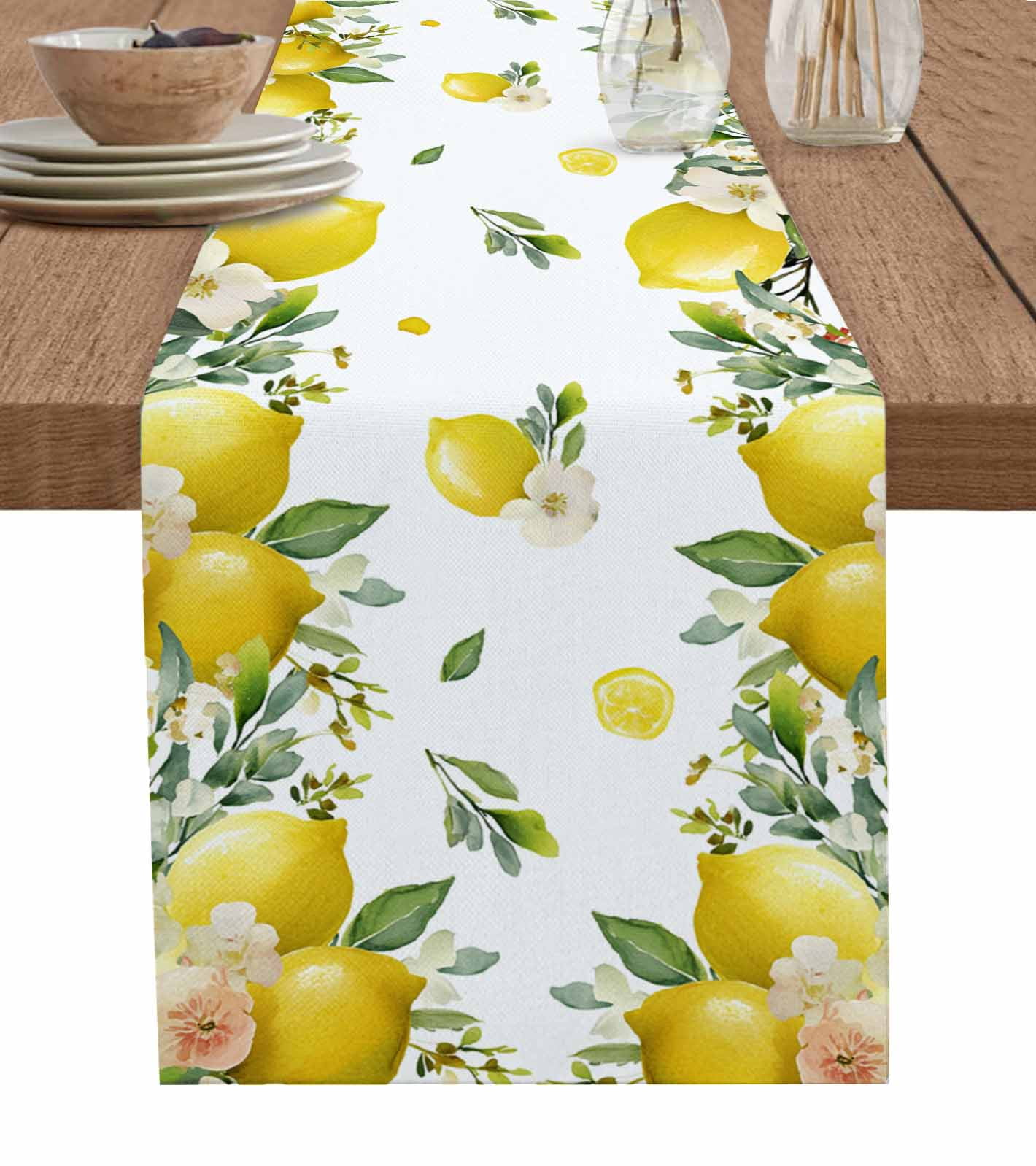 Boanket Farmhouse Lemon Table Runner - 60 Inch Long, Kitchen Dining ...