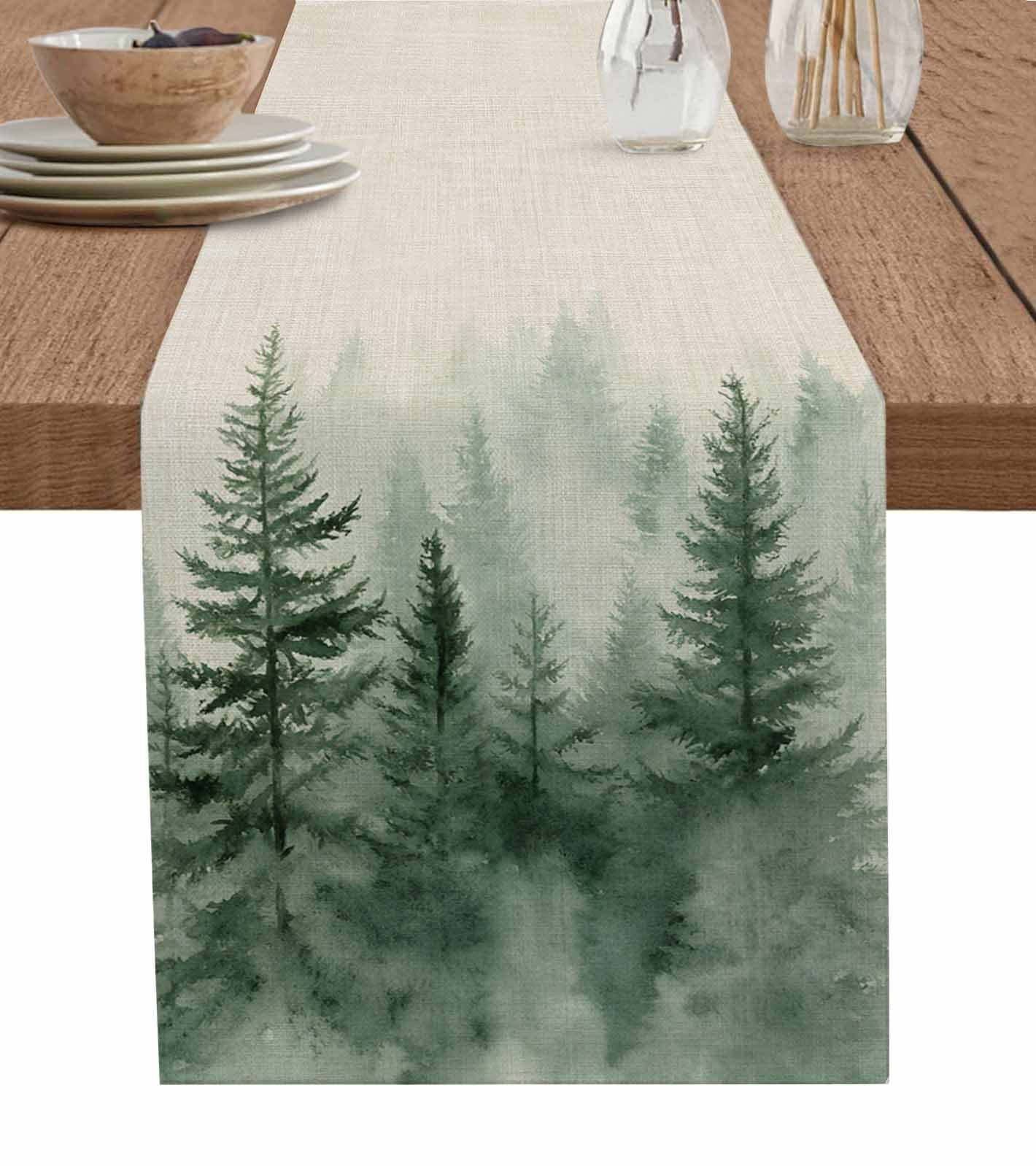 Boanket Farmhouse Mist Forest Table Runner - 90 Inch Long, Kitchen ...