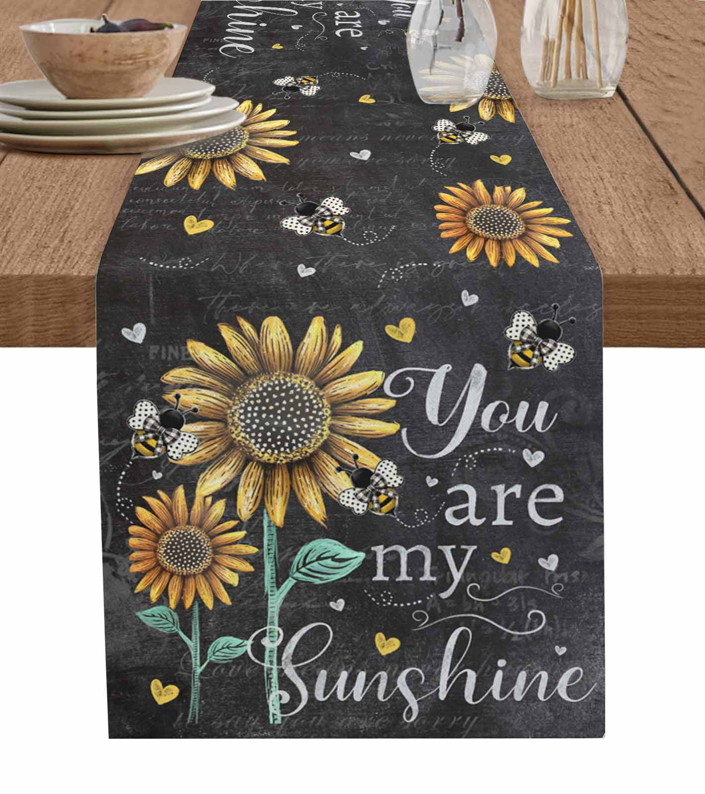 Boanket Farmhouse Sunflowers Table Runner - 72 Inch Long, Kitchen ...