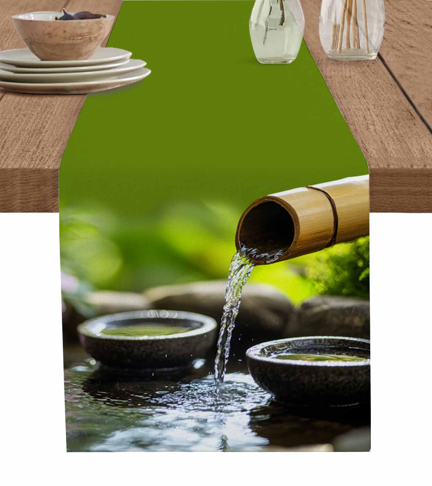 Boanket Flowing Water Zen Stones Table Runner - 108 Inch Long, Kitchen ...