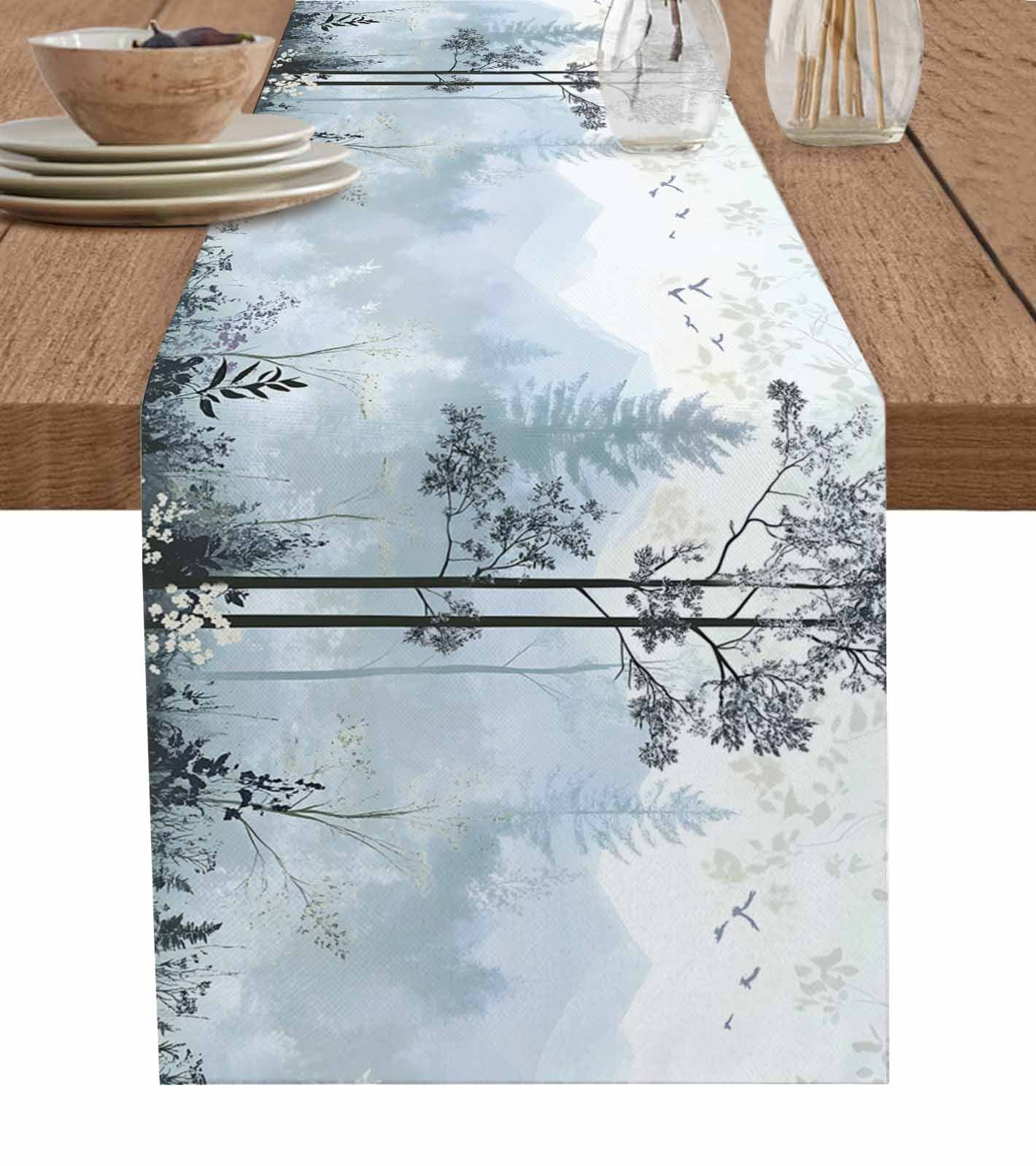 Boanket Foggy Forest Table Runner - 72 Inch Long, Kitchen Dining Table ...