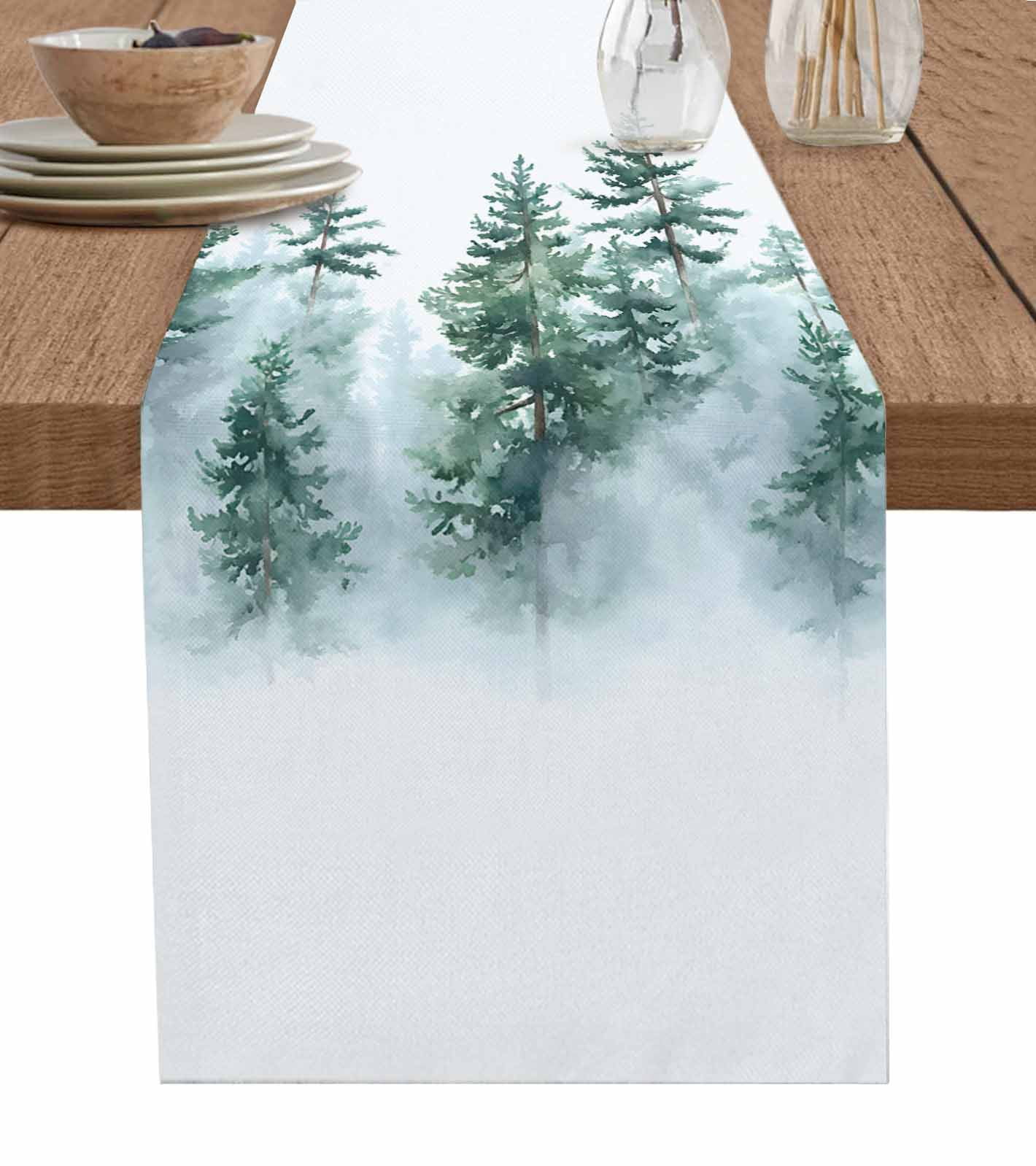 Boanket Forest Green Ombre Table Runner - 120 Inch Long, Kitchen Dining ...