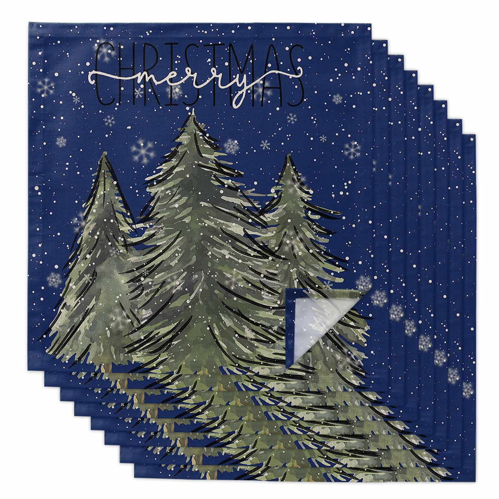 Boanket Forest Snow Tree, Cloth Napkins Set of 8, Holiday Napkins for ...