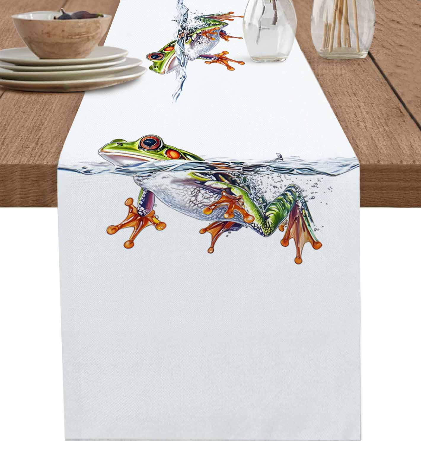 Boanket Frogs Prints Table Runner - 90 Inch Long, Kitchen Dining Table ...