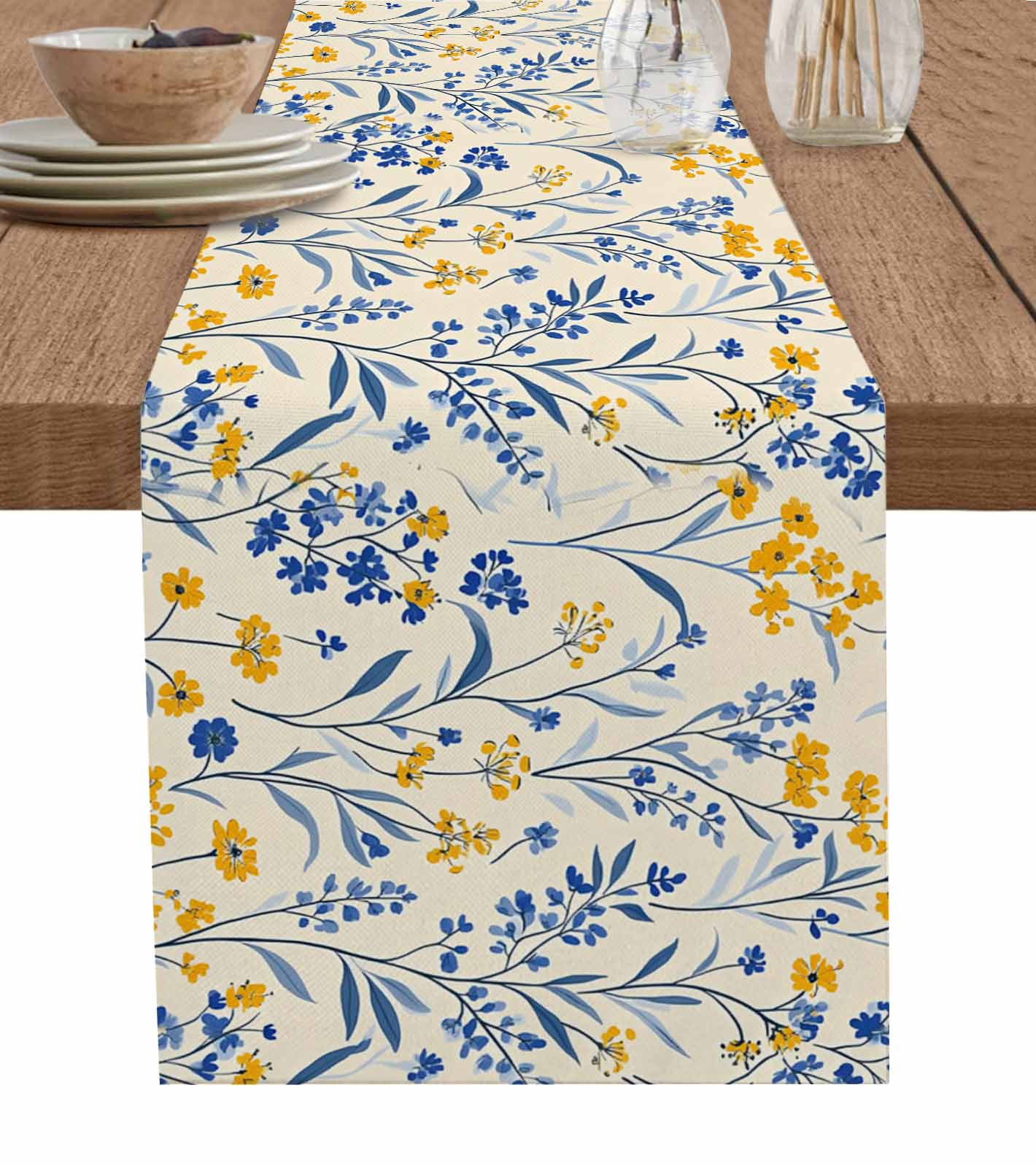 Boanket Garden Flora Illustrations Table Runner - 120 Inch Long ...