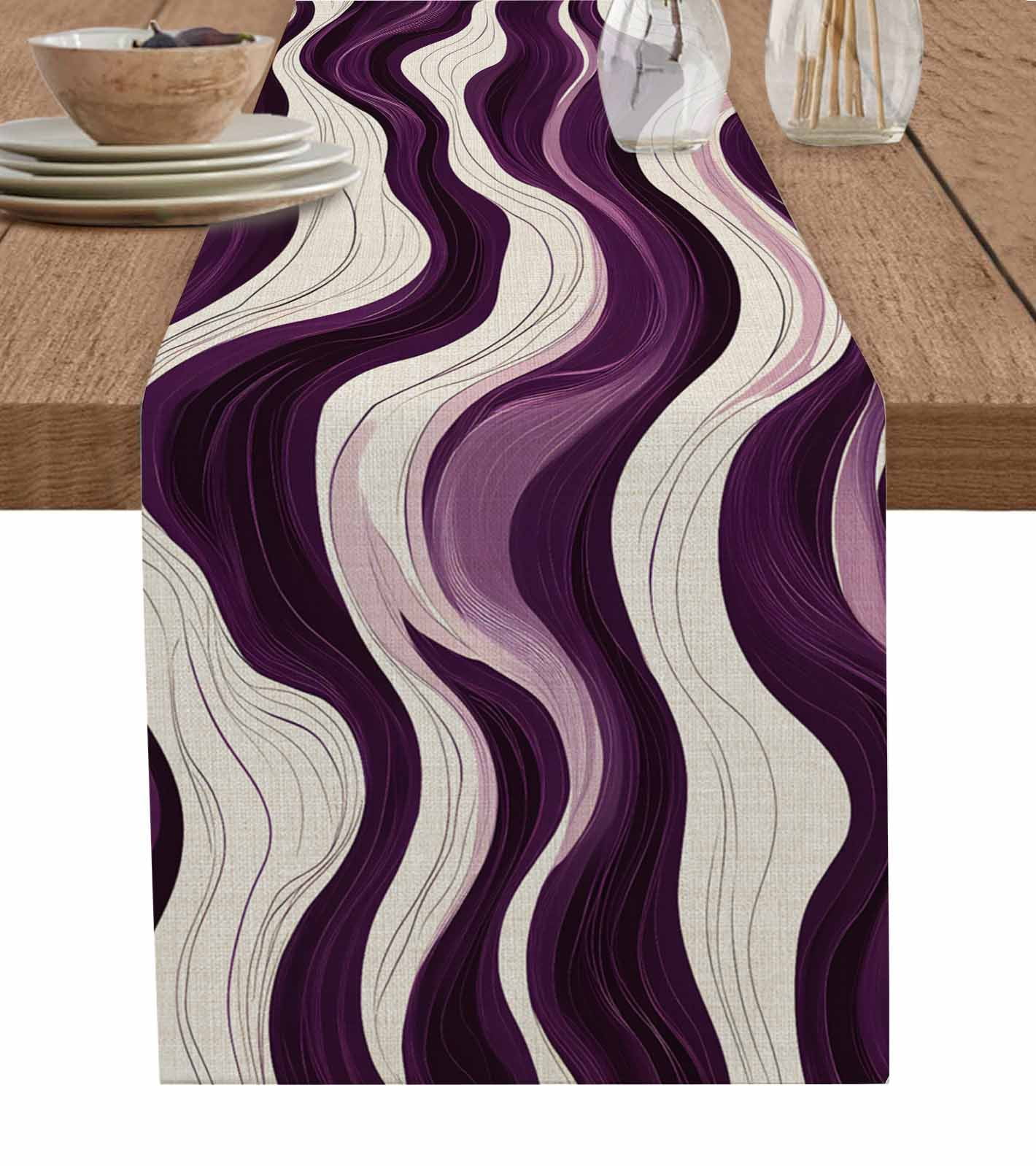Boanket Geometric Purple Table Runner - 72 Inch Long, Kitchen Dining ...