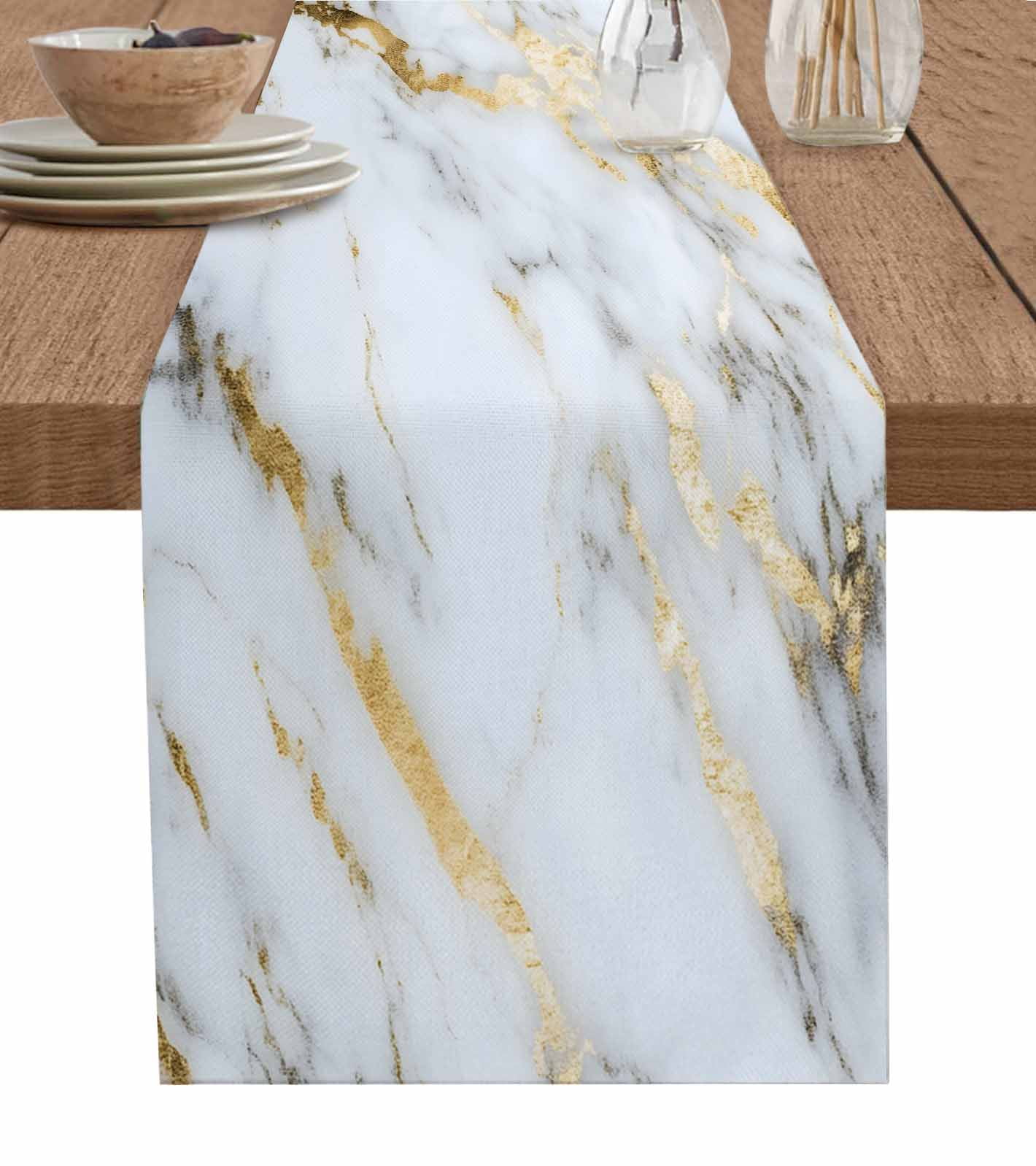 Boanket Gray Marble Table Runner - 70 Inch Long, Kitchen Dining Table ...