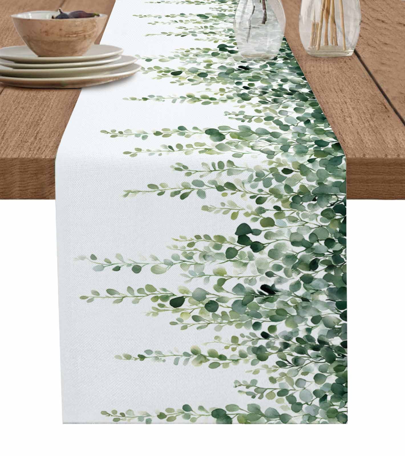 Boanket Green Eucalyptus Branches Table Runner - 48 Inch Long, Kitchen ...