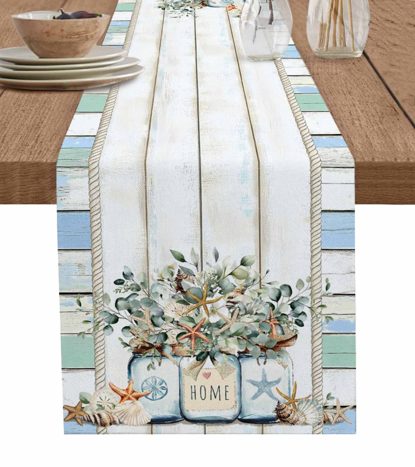 Boanket Green Eucalyptus Table Runner - 120 Inch Long, Kitchen Dining ...