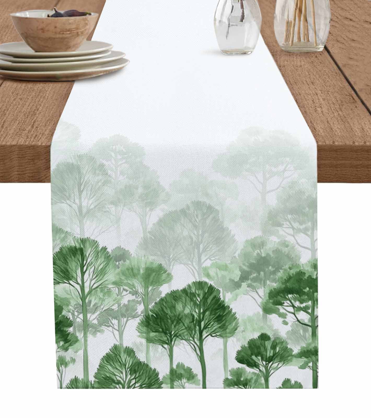 Boanket Green Forest Table Runner - 108 Inch Long, Kitchen Dining Table ...