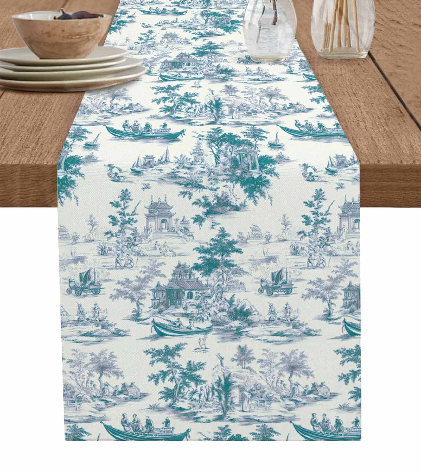 Boanket Green Garden Vintage Table Runner - 120 Inch Long, Kitchen ...