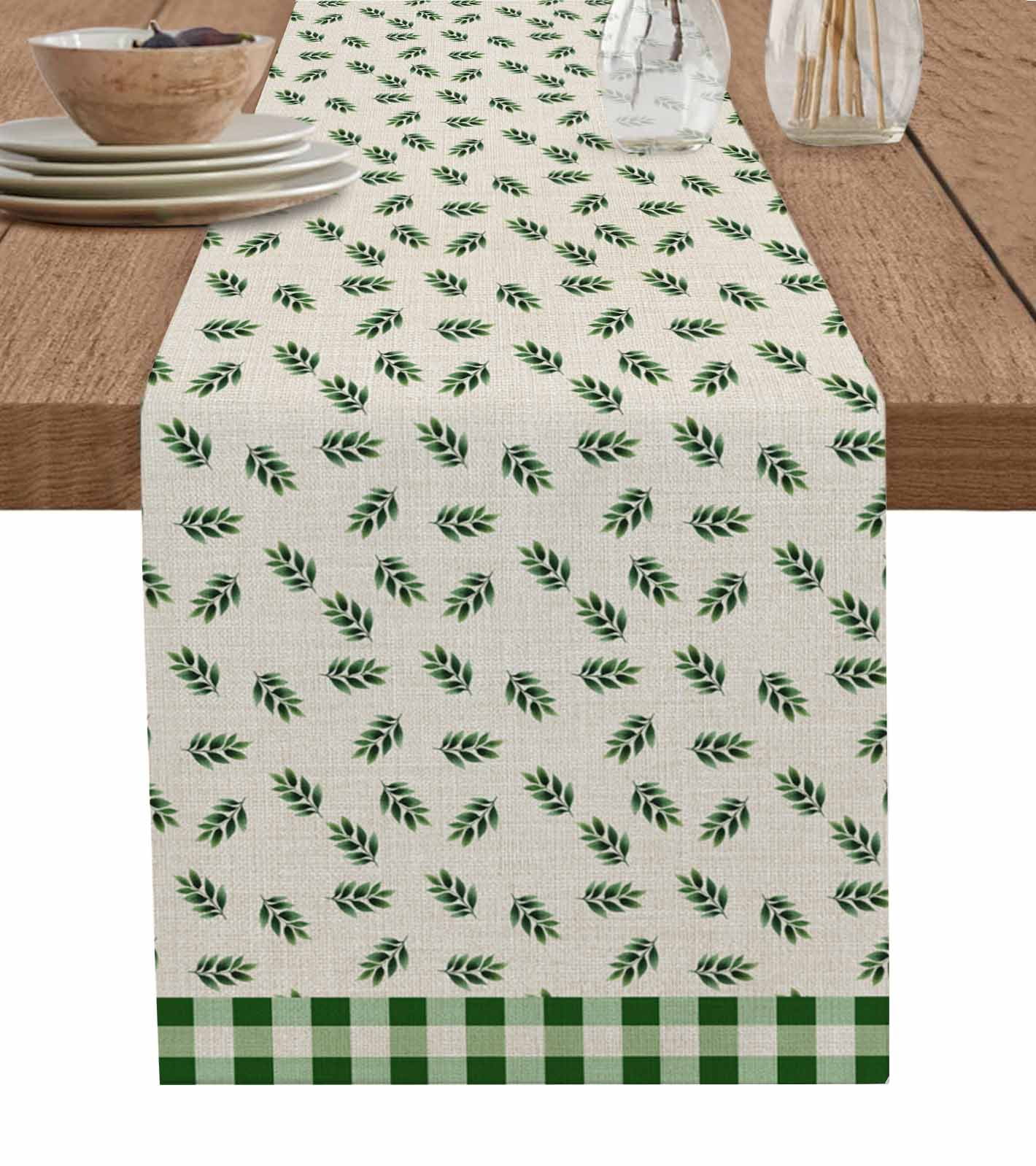 Boanket Green Leaf Table Runner - 48 Inch Long, Kitchen Dining Table Runner Dresser Scarves ...