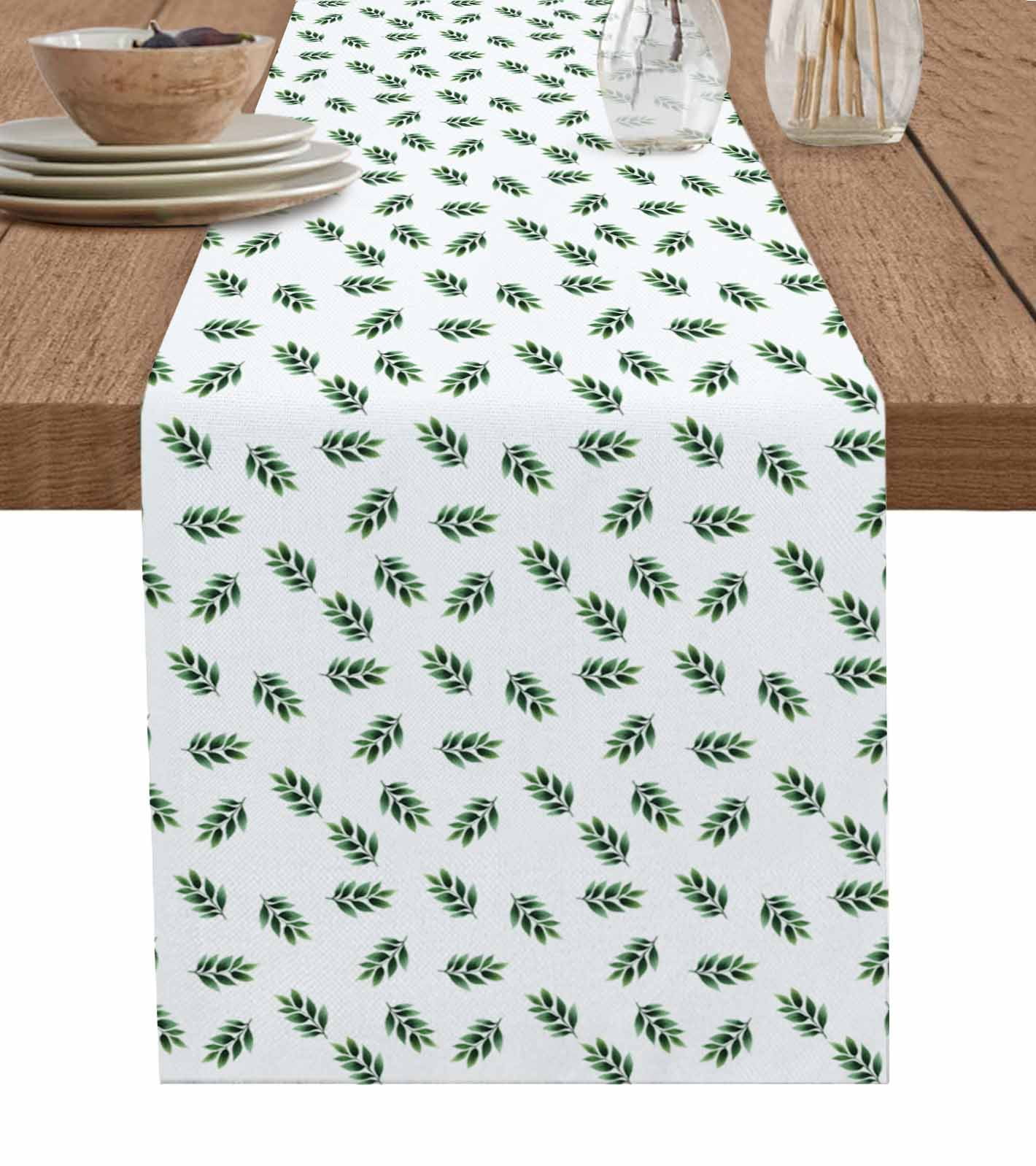Boanket Green Leaf Table Runner - 72 Inch Long, Kitchen Dining Table ...