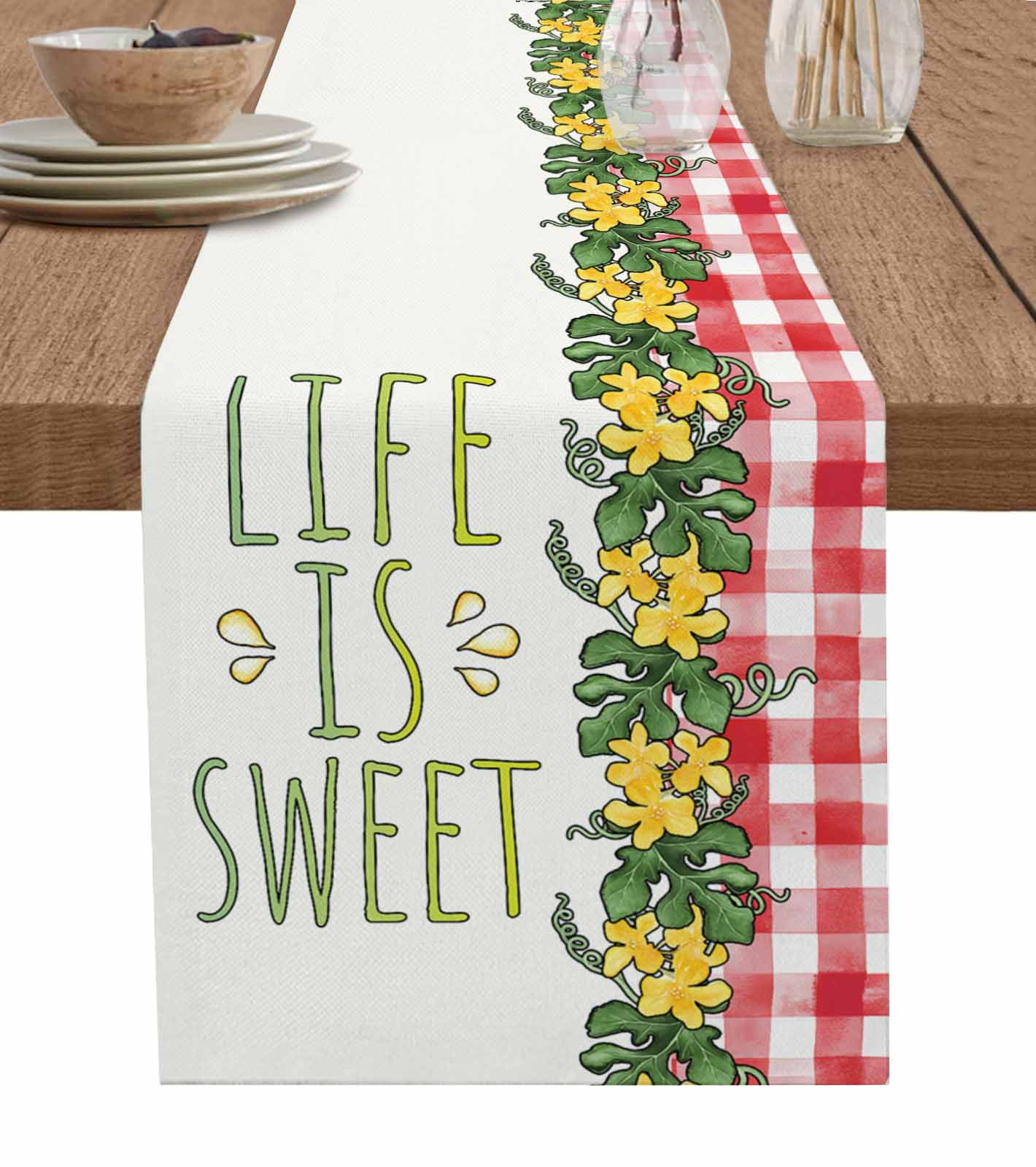 Boanket Green Leaves Table Runner - 90 Inch Long, Kitchen Dining Table ...