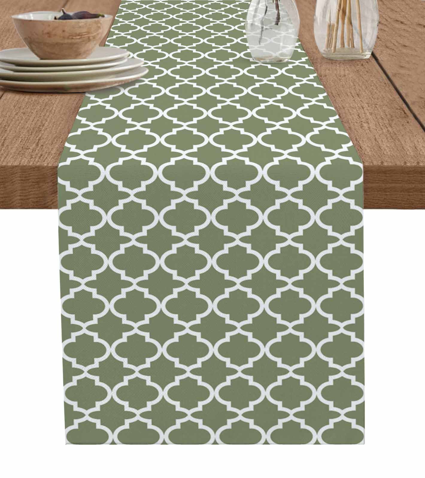 Boanket Green Morocco Table Runner - 90 Inch Long, Kitchen Dining Table ...
