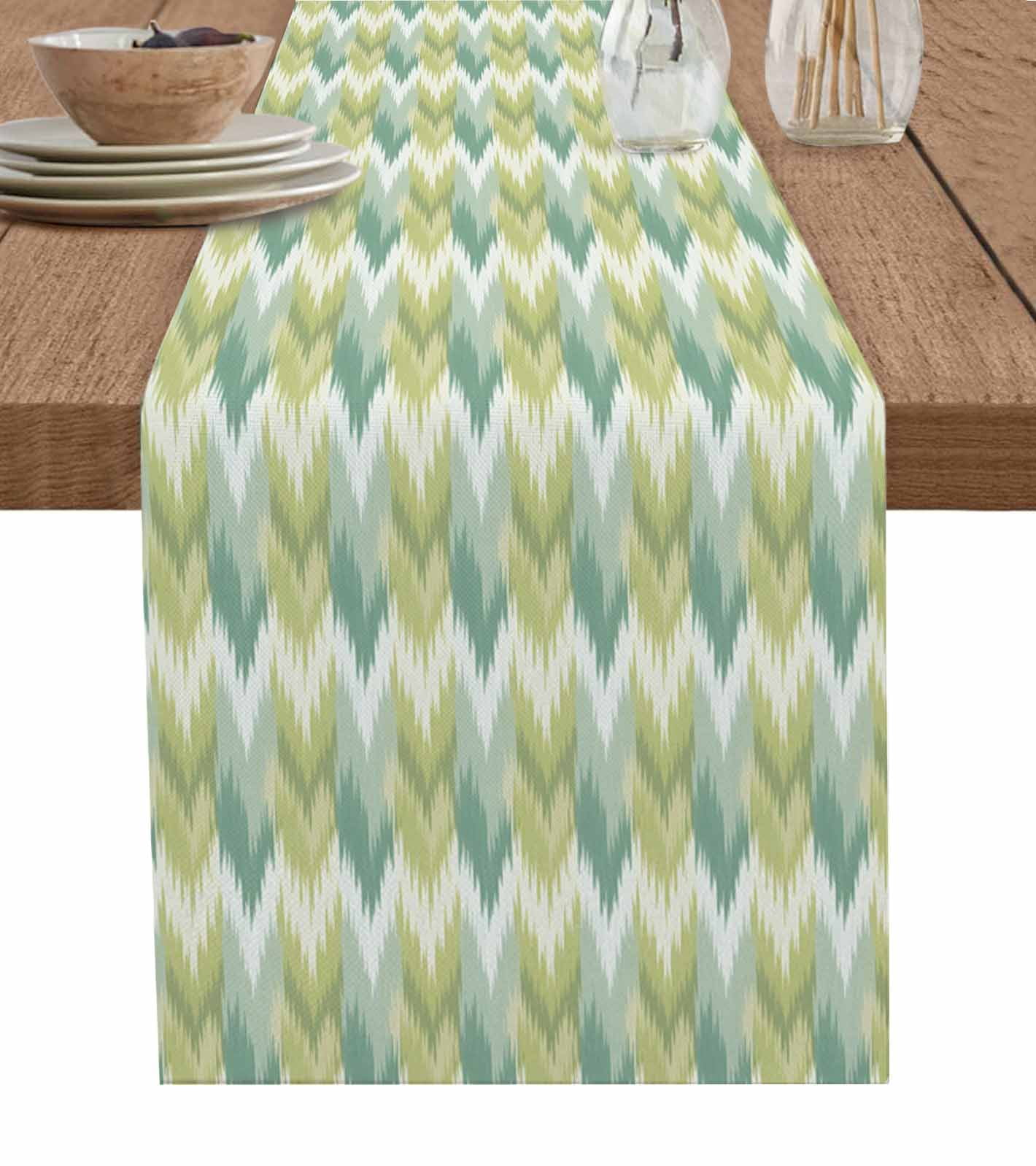 Boanket Green Ombre Geometric Table Runner - 108 Inch Long, Kitchen Dining Table Runner Dresser ...