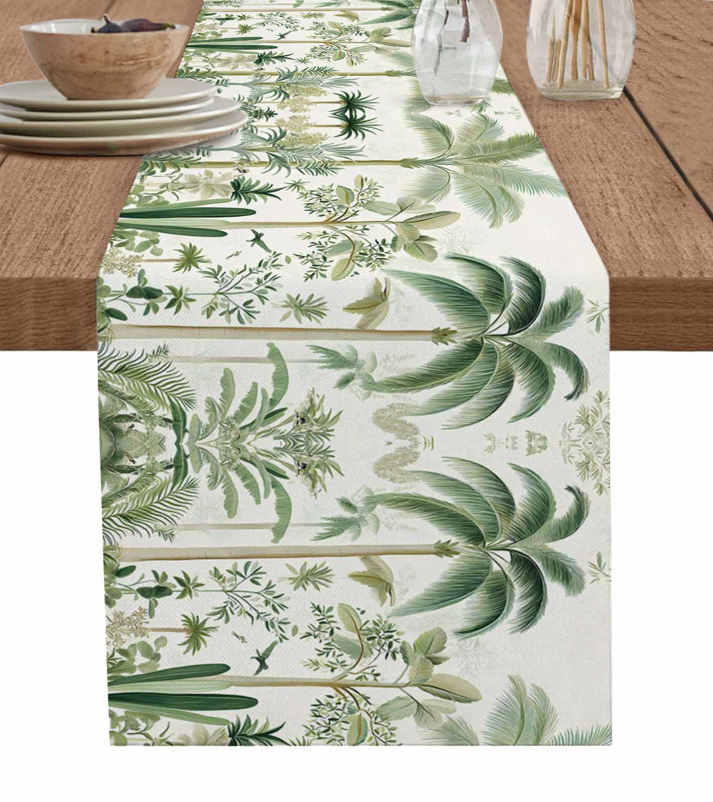 Boanket Green Palm Tree Table Runner - 108 Inch Long, Kitchen Dining ...