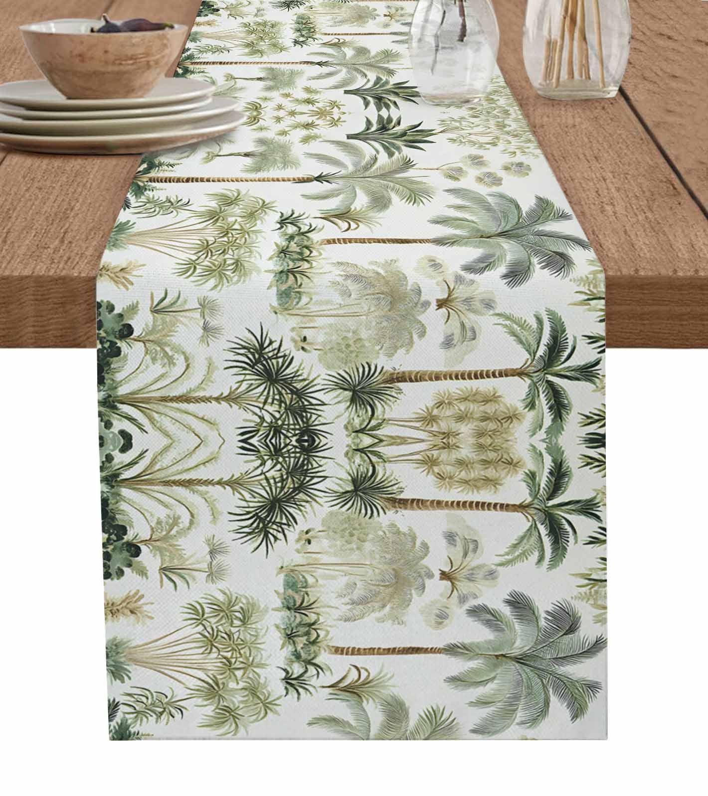 Boanket Green Palm Tree Table Runner - 60 Inch Long, Kitchen Dining ...