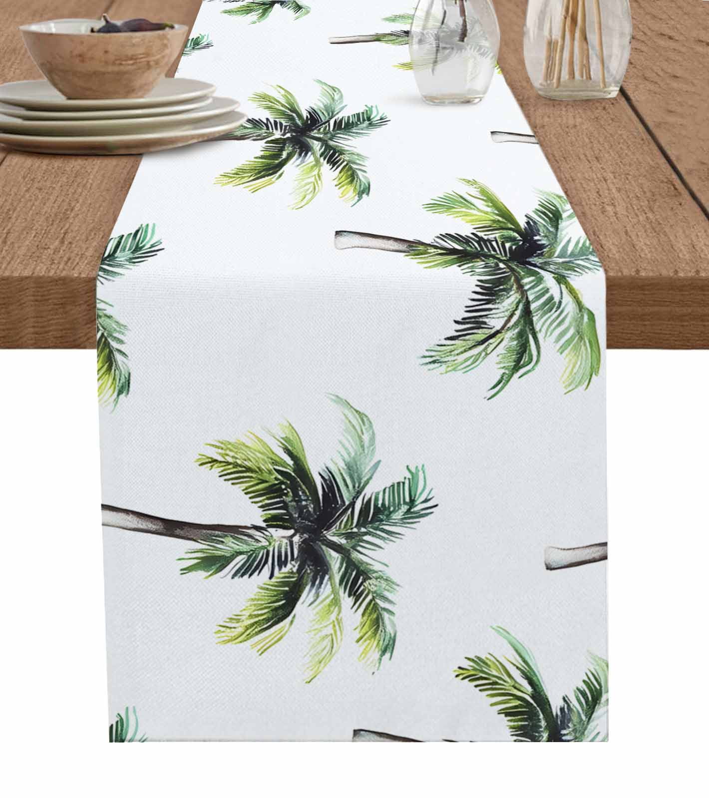 Boanket Green Palm Trees Table Runner - 108 Inch Long, Kitchen Dining ...