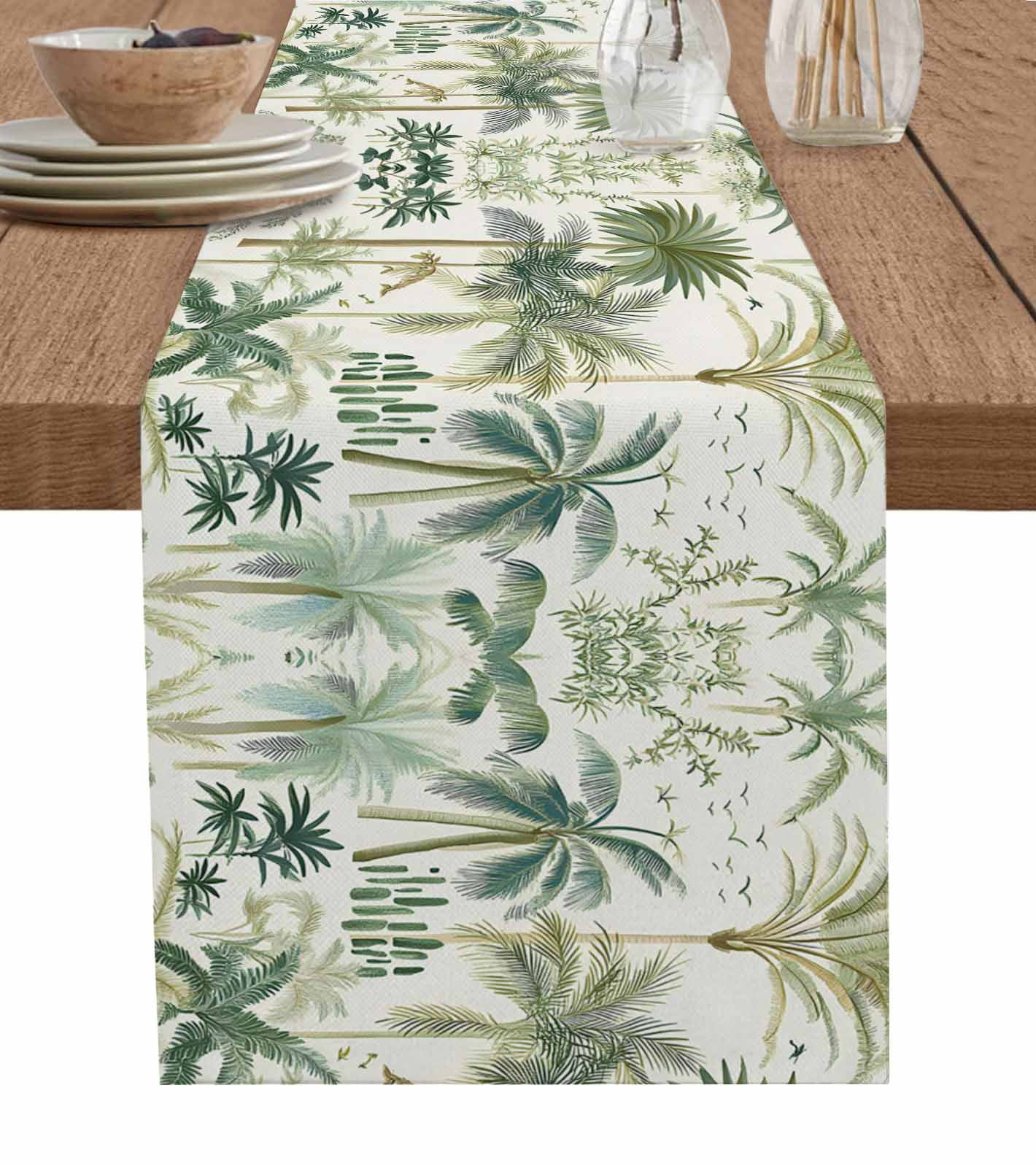 Boanket Green Palm Trees Table Runner - 48 Inch Long, Kitchen Dining ...
