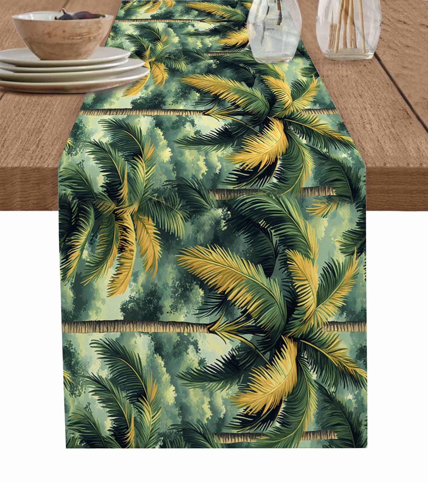 Boanket Green Tree Table Runner - 120 Inch Long, Kitchen Dining Table ...