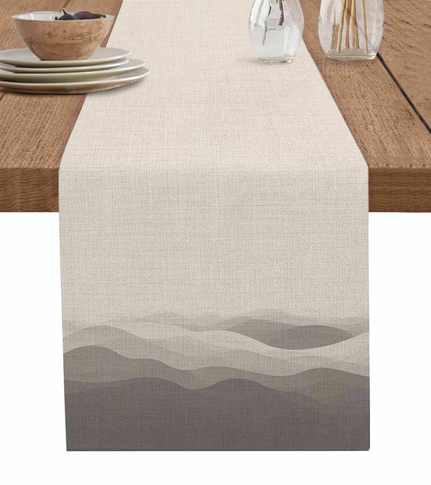 Boanket Grey Beige Ombre Table Runner - 108 Inch Long, Kitchen Dining ...