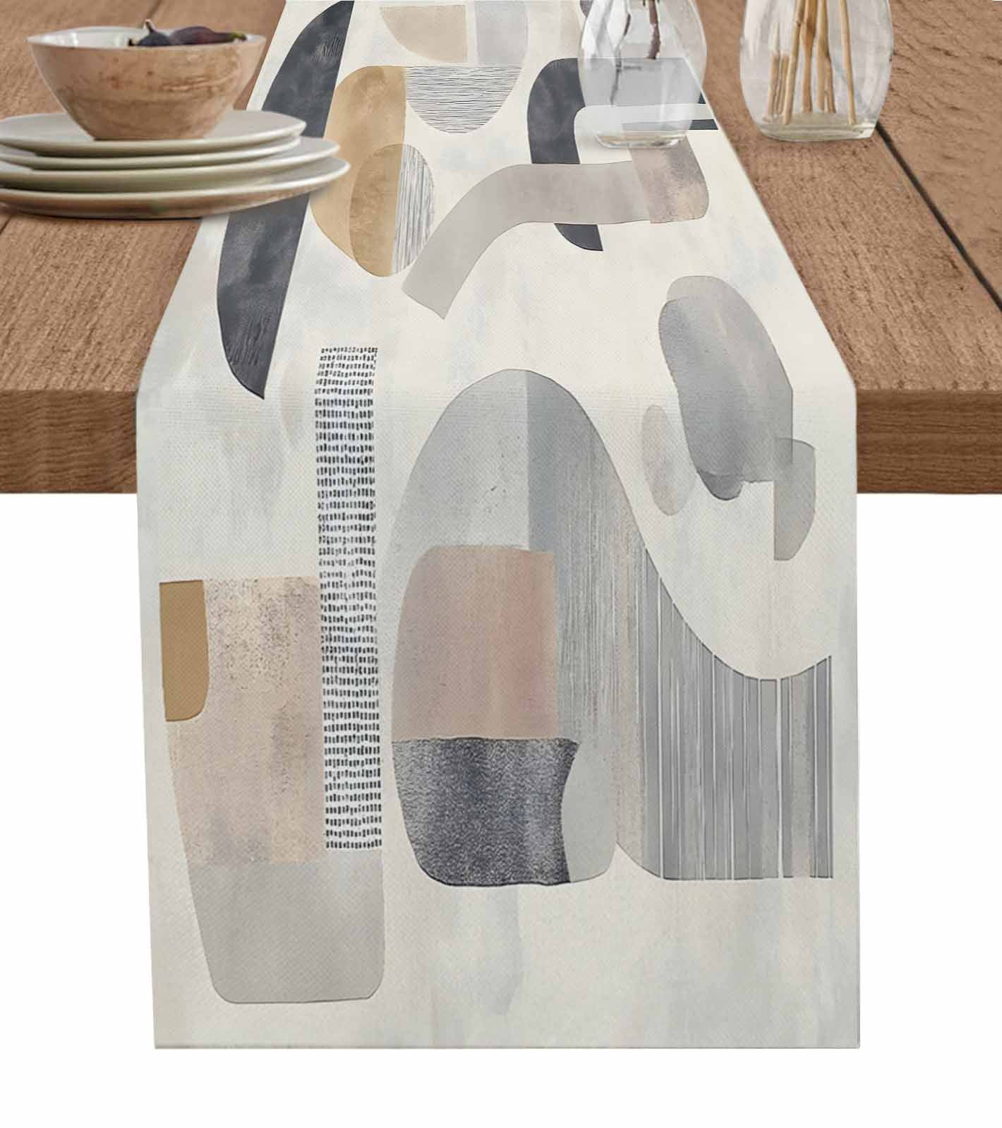 Boanket Grey Brown Boho Table Runner - 60 Inch Long, Kitchen Dining ...