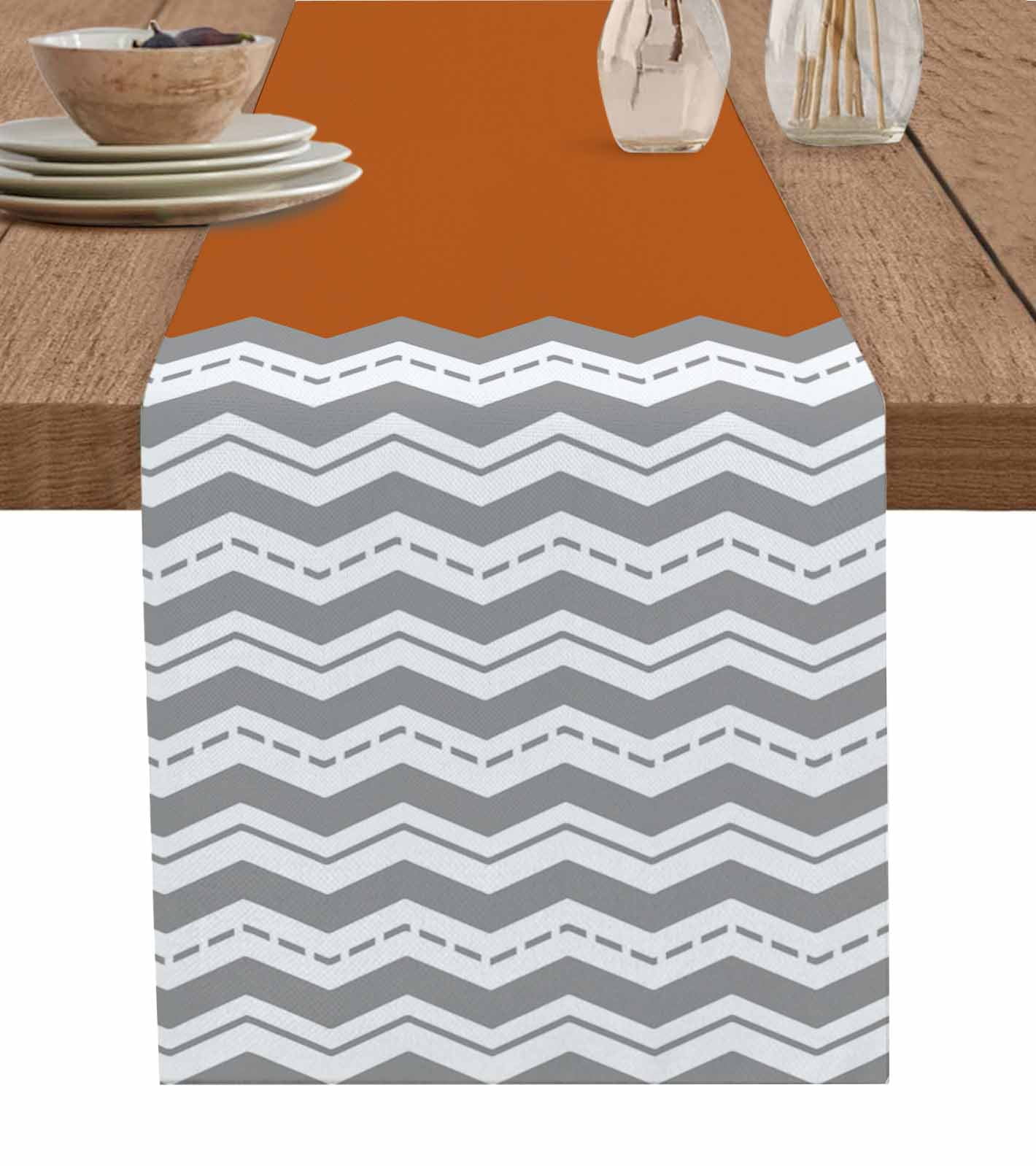 Boanket Grey Chevron Table Runner - 108 Inch Long, Kitchen Dining Table ...