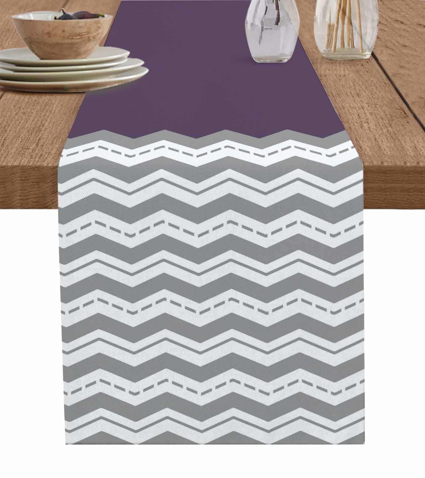 Boanket Grey Chevron Table Runner - 90 Inch Long, Kitchen Dining Table ...