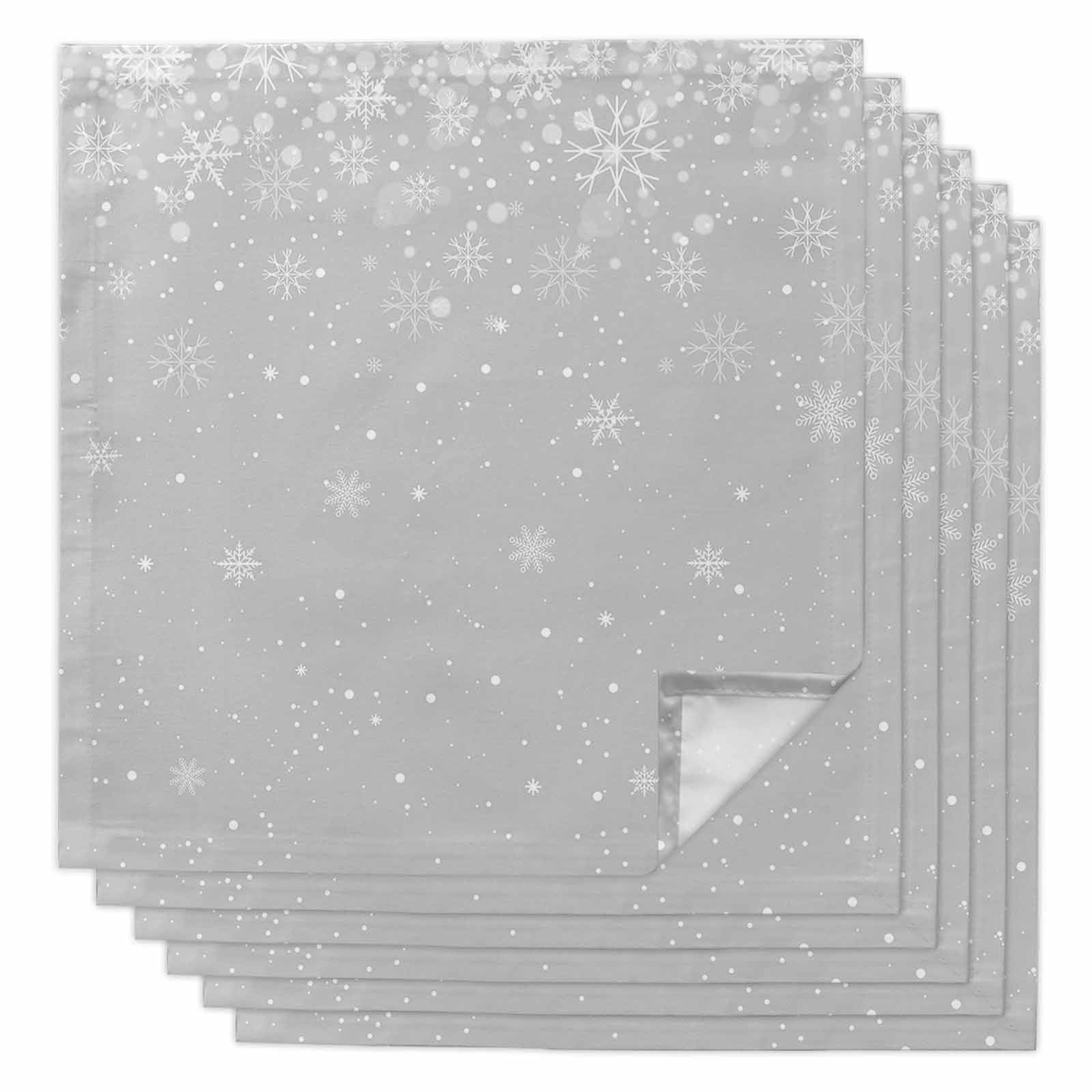 Boanket Grey Christmas Snowflake Cloth Napkins Set of 6, Holiday ...